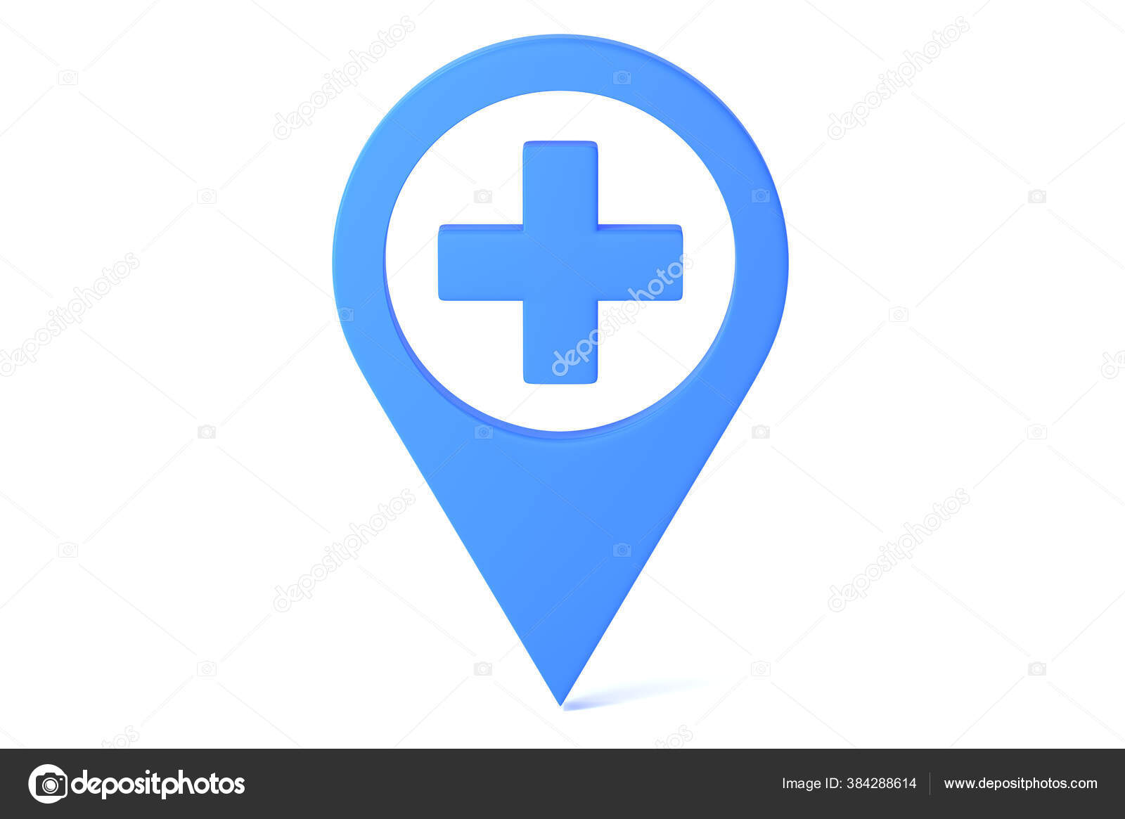 Medical Map Marker icon 3D rendering. 3D Illustration, blue color ...