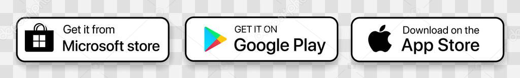 Buttons Google Play Apple Store Download Application Isolated Vector ...