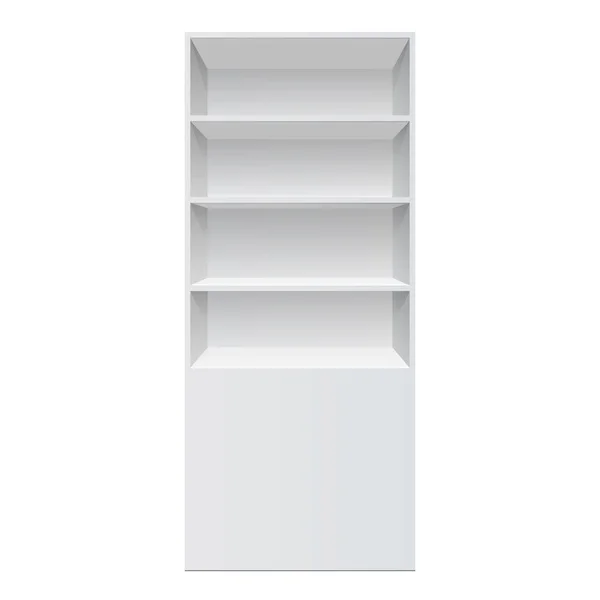 White Blank Empty Showcase Displays With Retail Shelves Products On ...