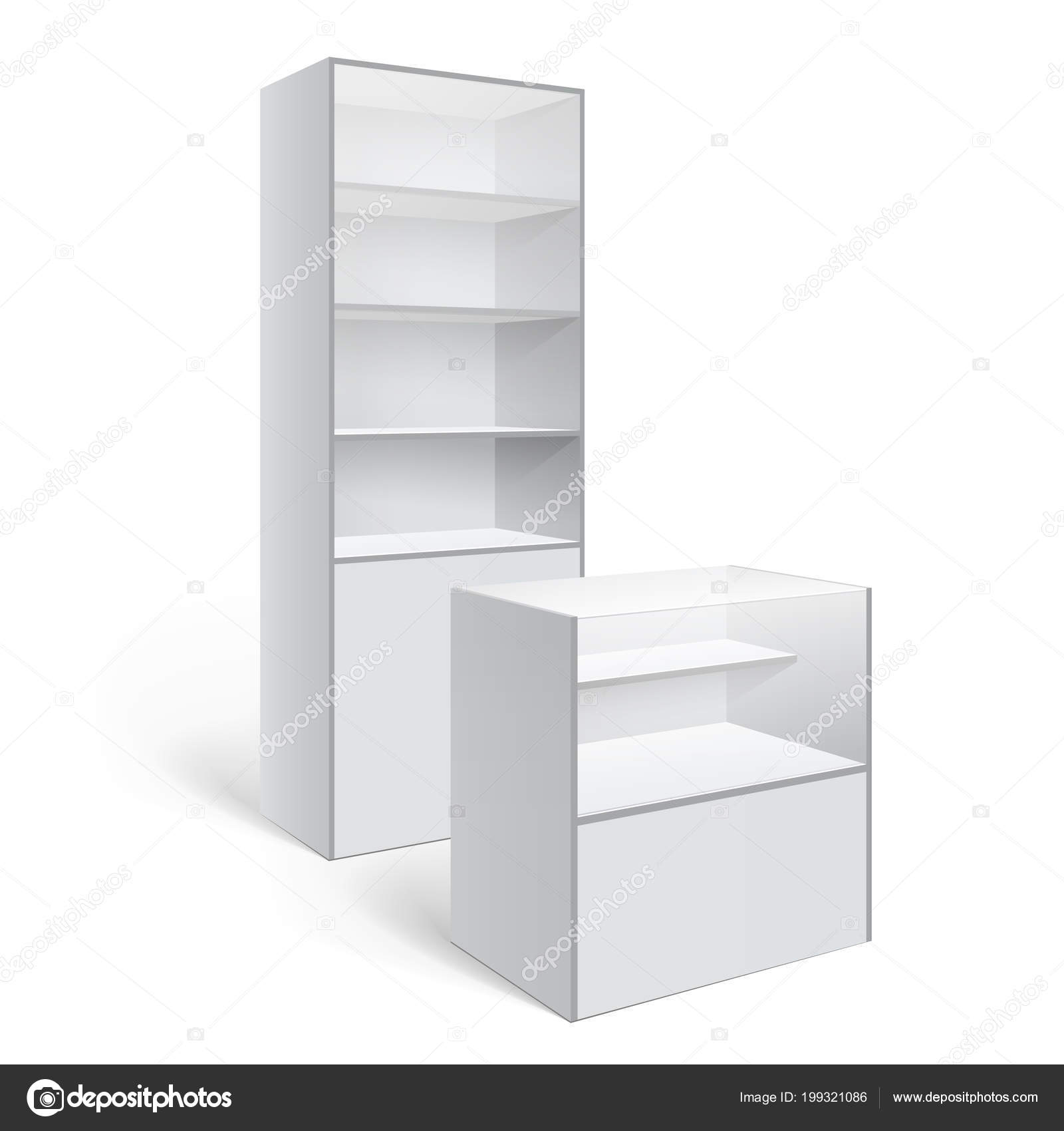 Showcase Display Retail Shelf Rack Isolated White Background Mockup ...