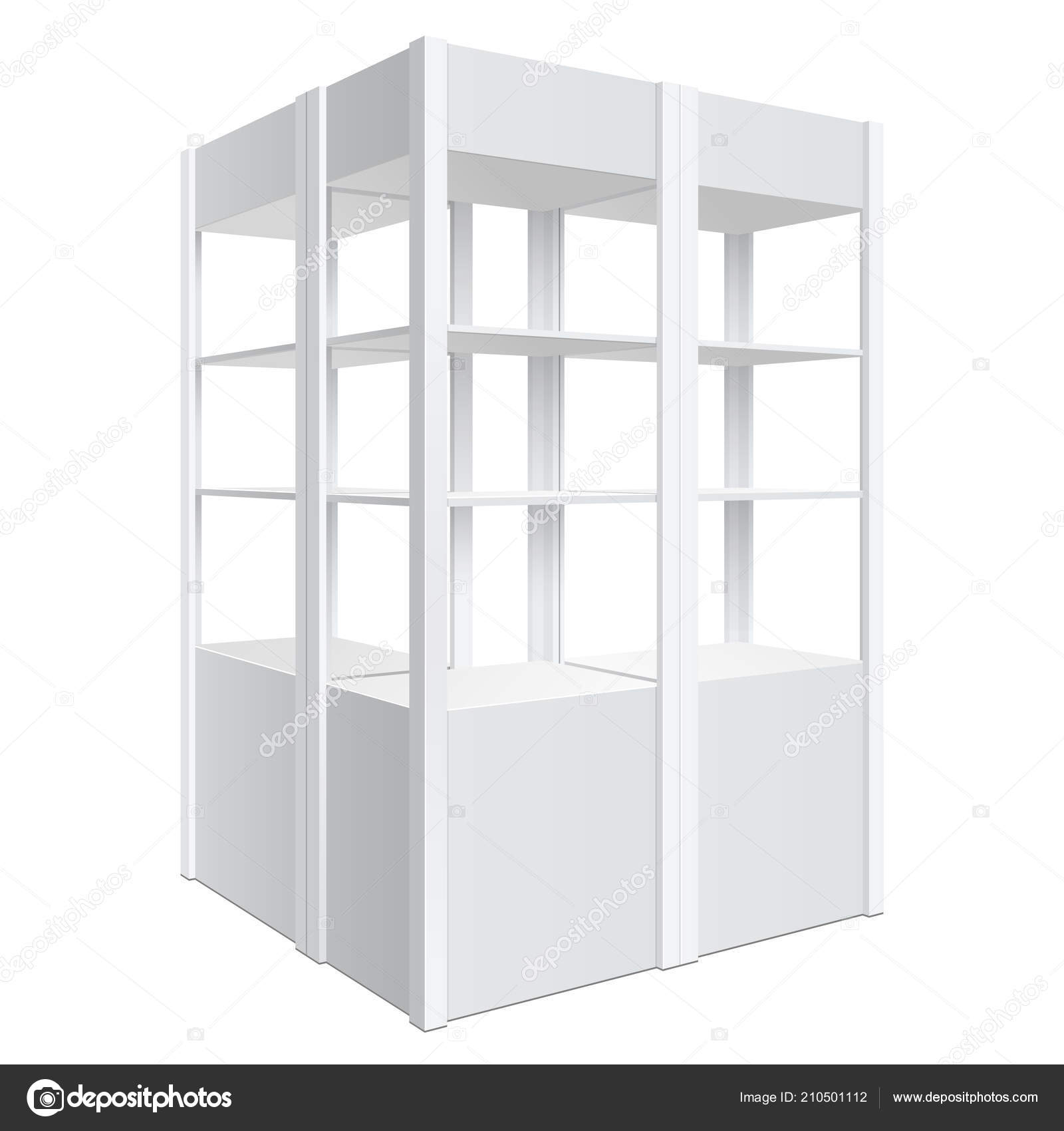 Showcase Display Retail Shelf Rack Isolated White Background Mockup ...