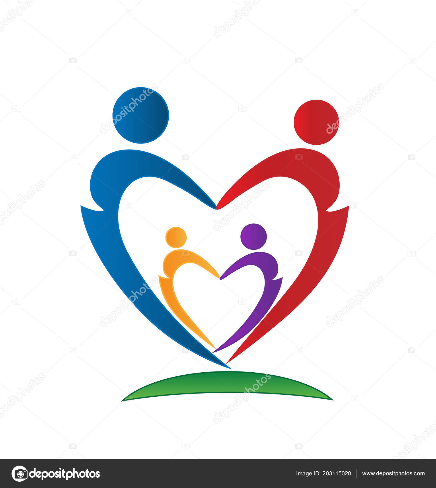 Figuras de personas de la familia cariñosa, vector icono Vector de ...