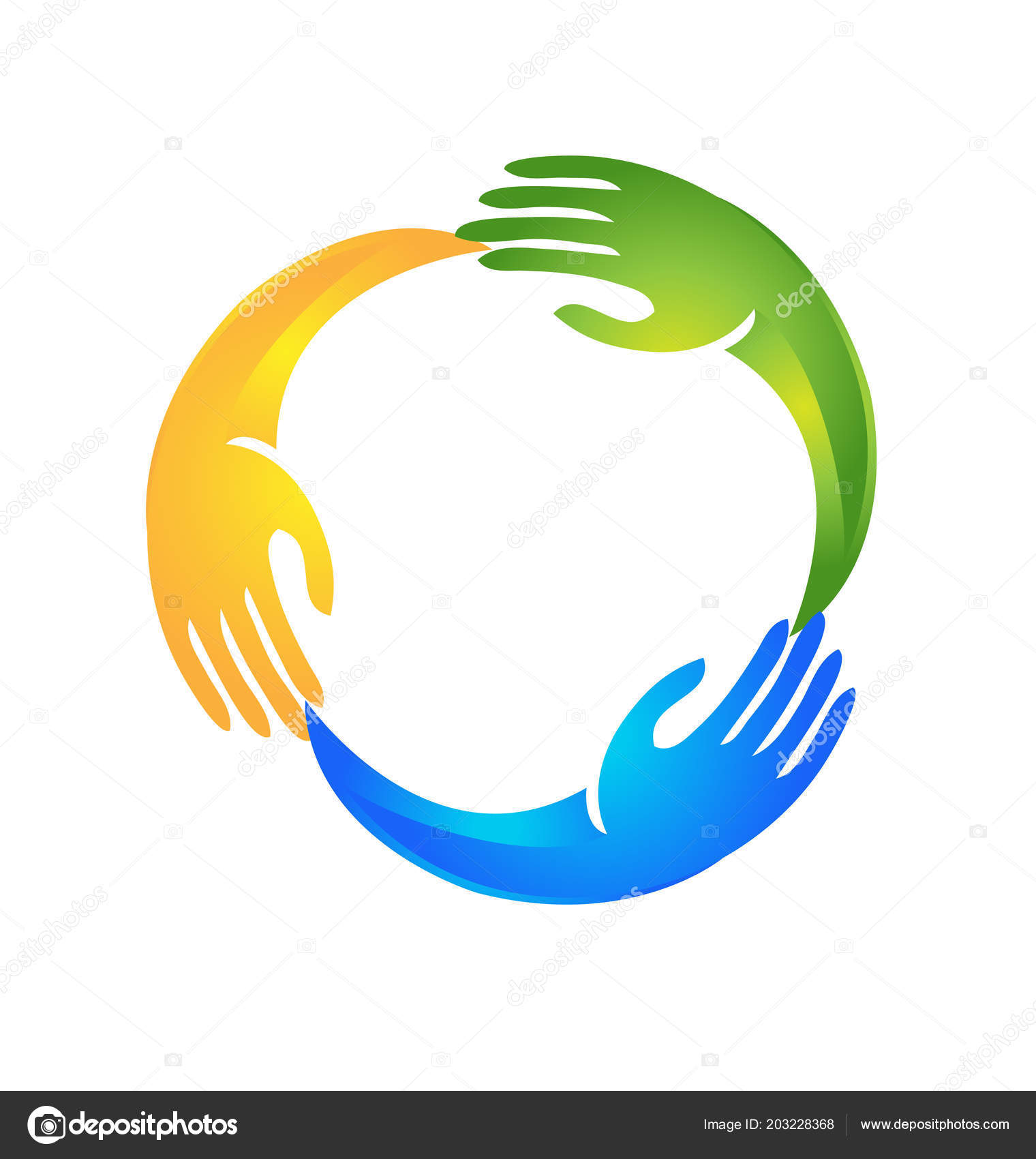 Vector - Hands in a circle shape logo Stock Vector by ©Keviz 203228368
