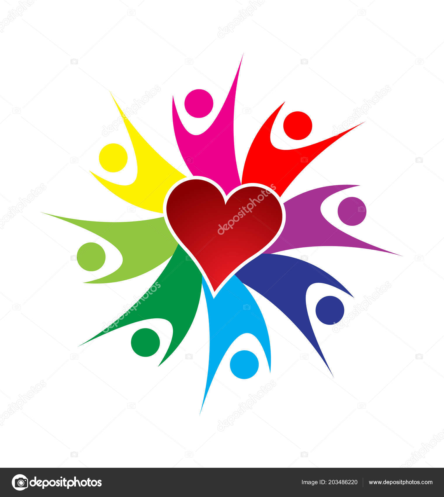 People teamwork and loving heart vector logo Stock Vector by ©Keviz ...