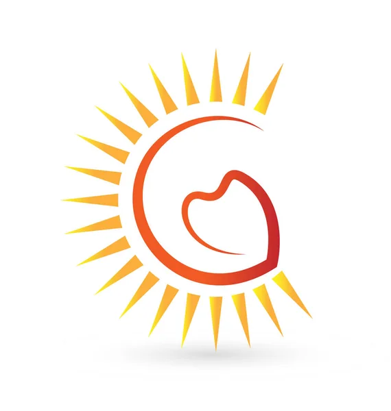 Abstract vector Sun icon with Heart - orange & pink, isolated o — Stock ...