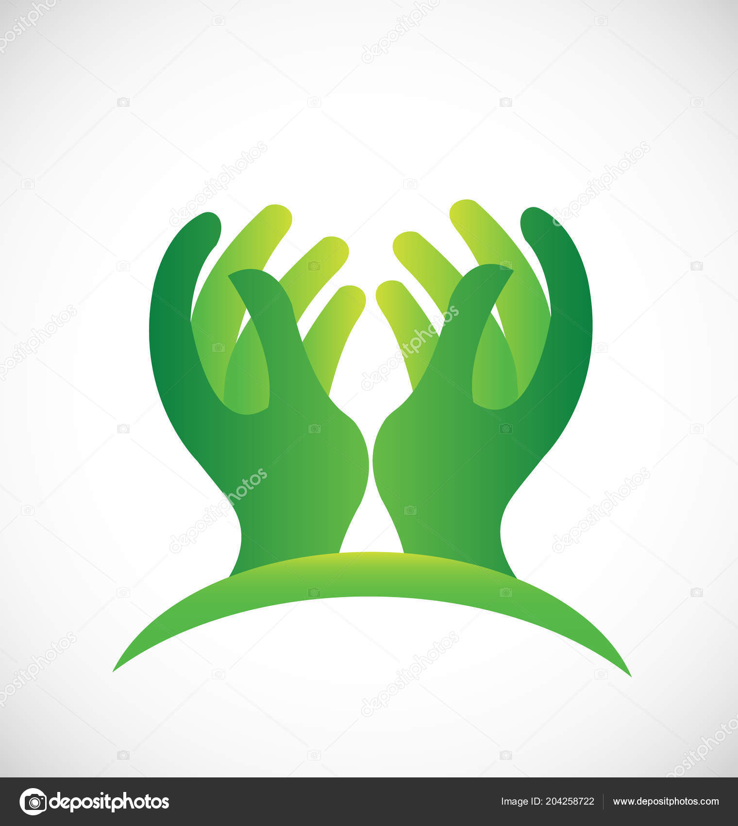 Las manos del icono de la esperanza, símbolo de vector verde Vector de ...