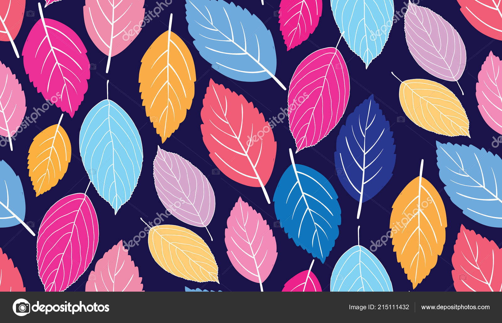 Color Leaves Flat Design Pattern Background Wallpaper Stock Vector by ...