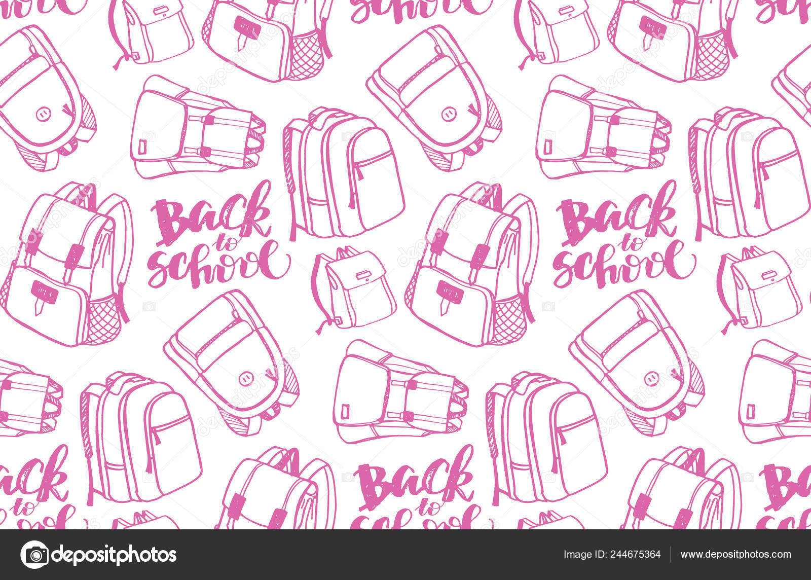 Hand Drawn Doodle Pattern Background Backpack Pattern Background Stock ...