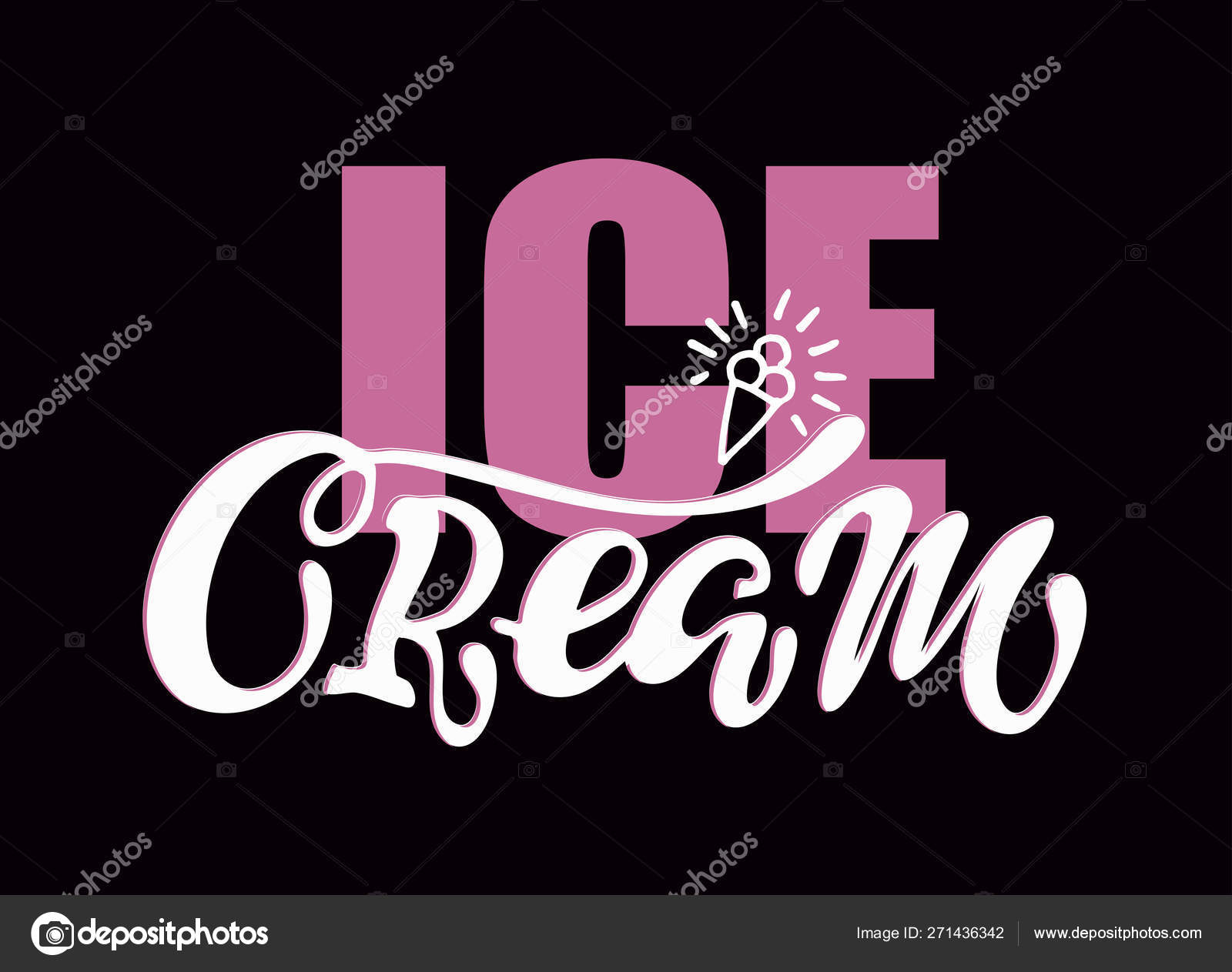 Ice Cream Cute Hand Drawn Doodle Lettering Label Art Stock Vector by ...