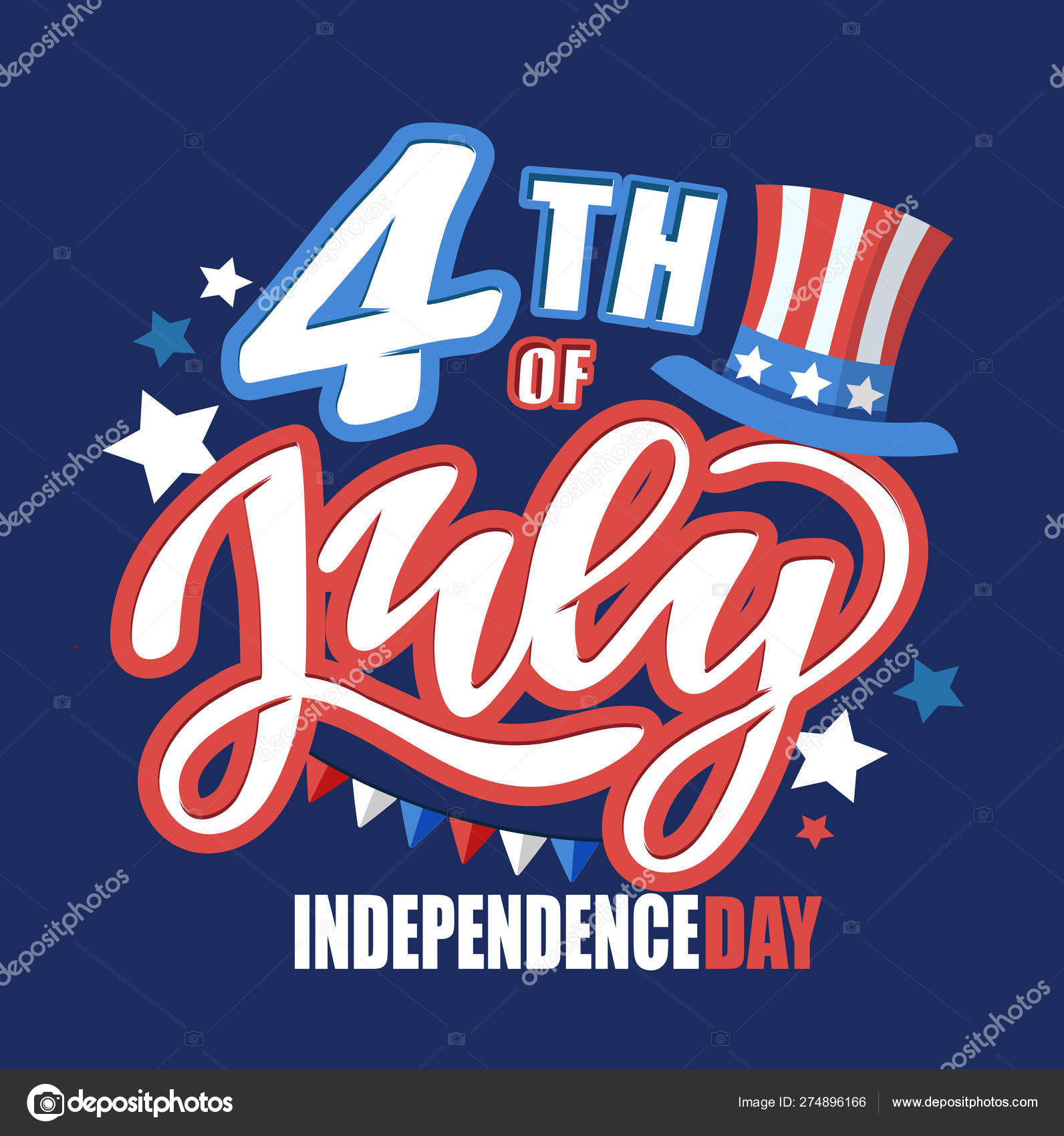 Text 4Th July Independence Day Vector Lettering Typography Postcard ...