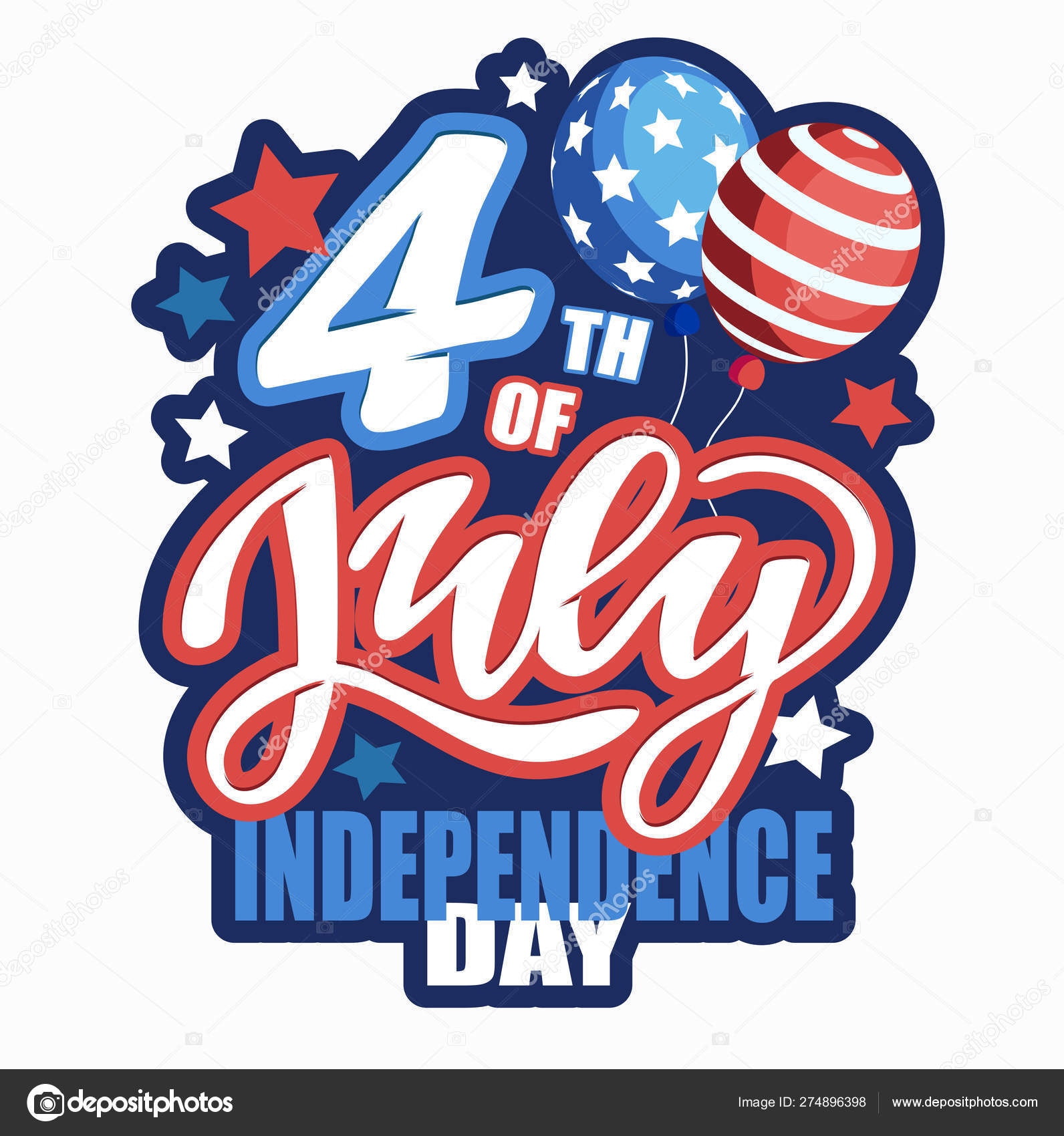 Text 4Th July Independence Day Vector Lettering Typography Postcard ...