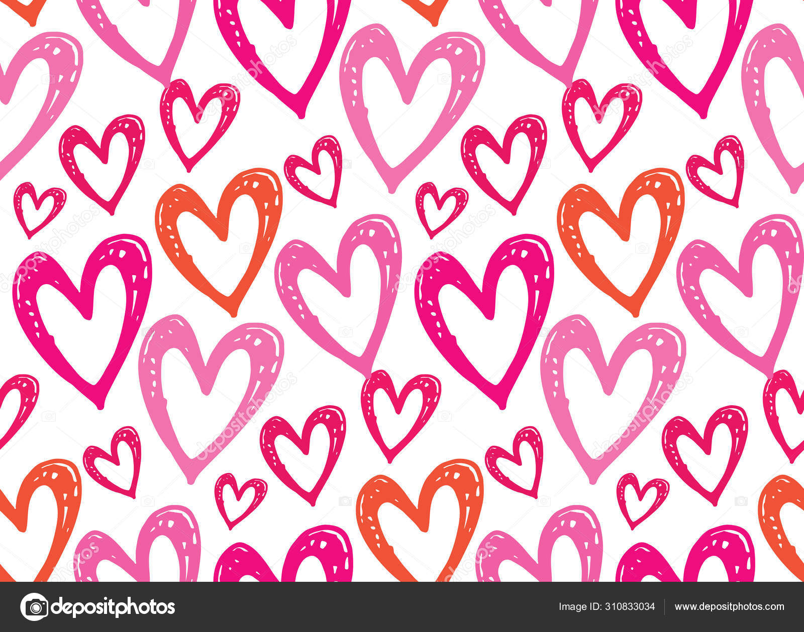 Hand Drawn Doodle Heart Pattern Background Wallpaper Textile Fabric ...