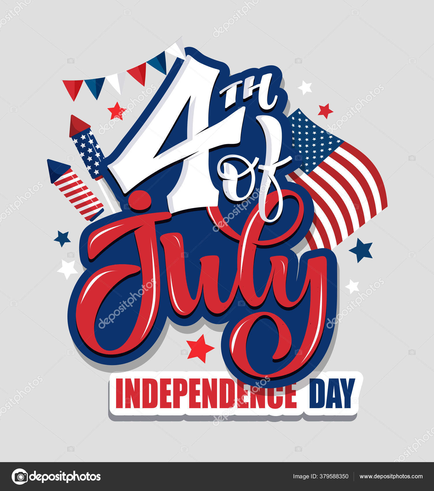 Happy 4Th July Independence Day Usa Cute Hand Drawn Doodle Stock Vector ...