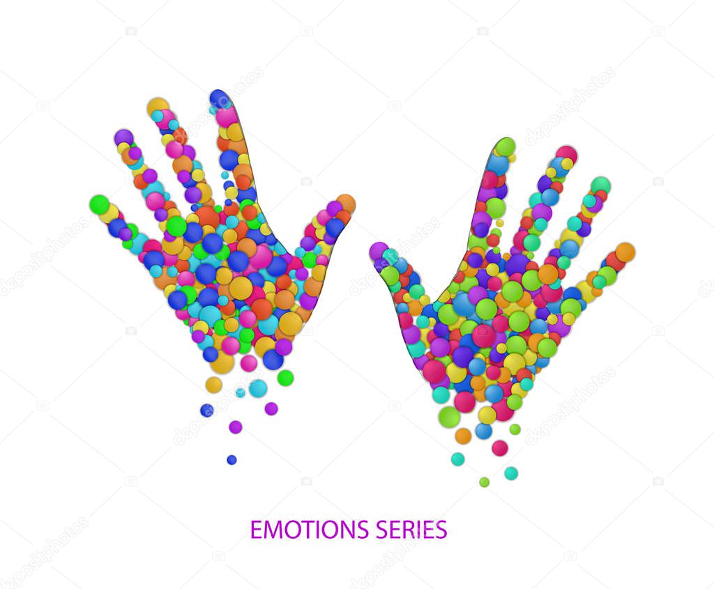 manos de colores creados a partir de las rondas de colores multicolores ...