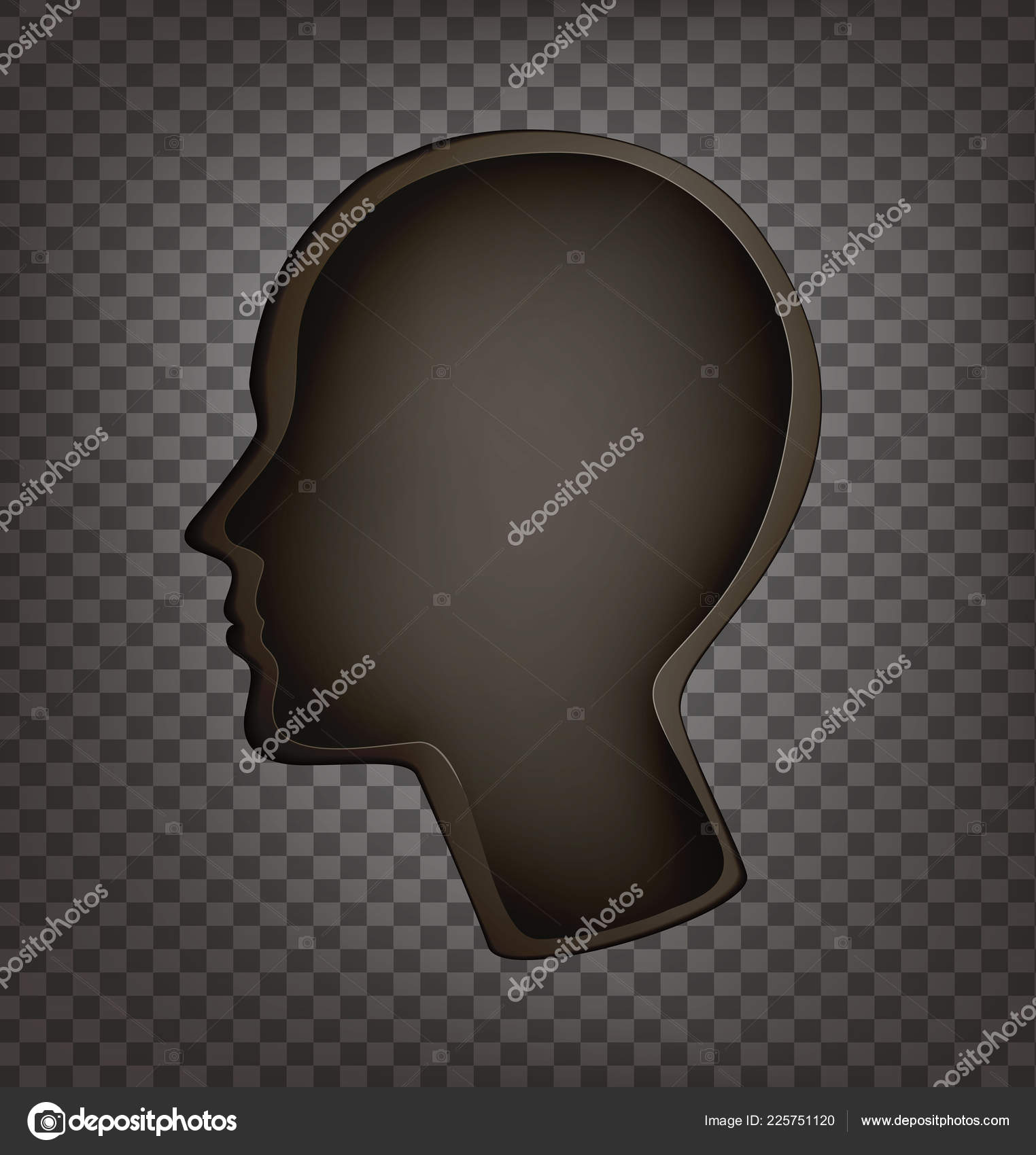 Empty head, man profile head empty inside, memory problem, amnesia ...