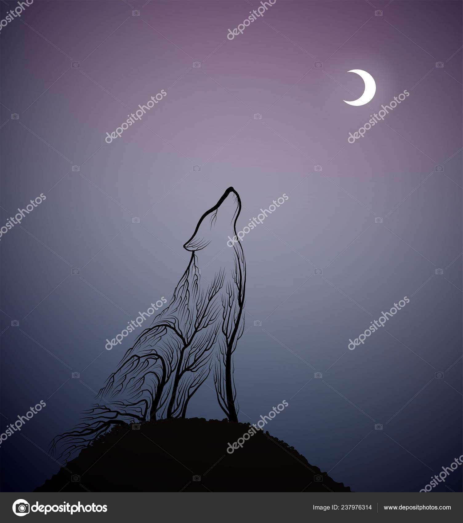 Wolves extinction concept, spirit of dying wolf due the forest ...