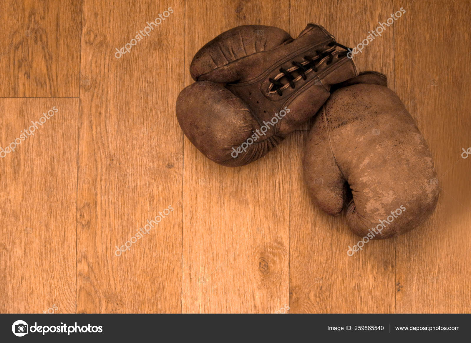Boxing gloves. Old vintage retro pair of leather worn mittens — Stock ...