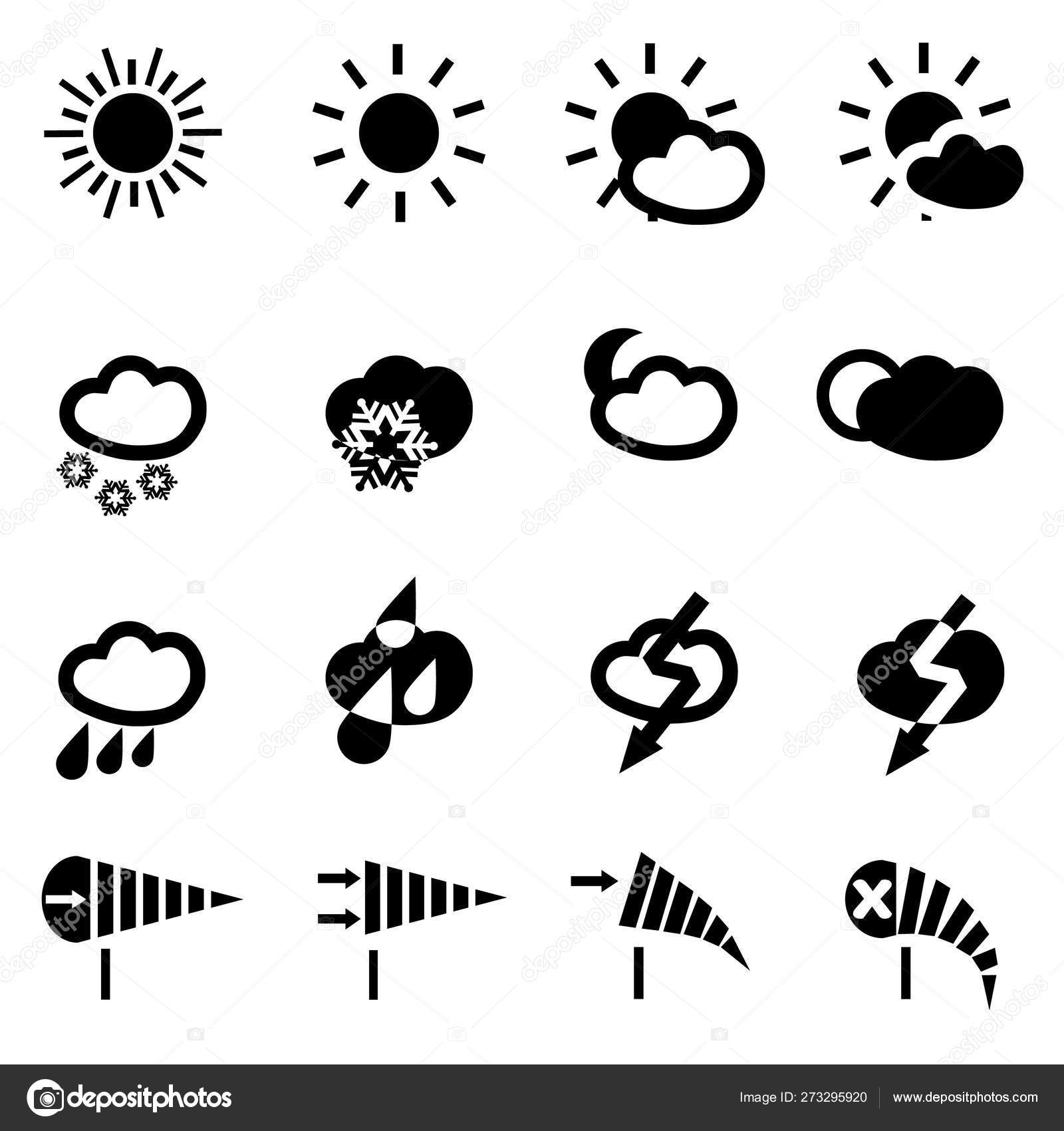 Weather icon set. Symbols of meteo conditions for web and mobile Stock ...