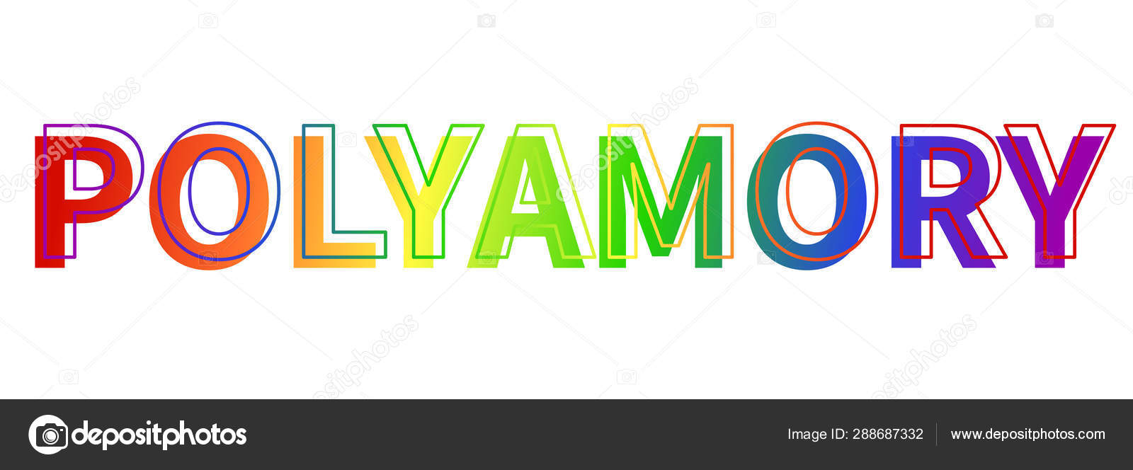 The word polyamory composed of rainbow letters. The colors of the ...