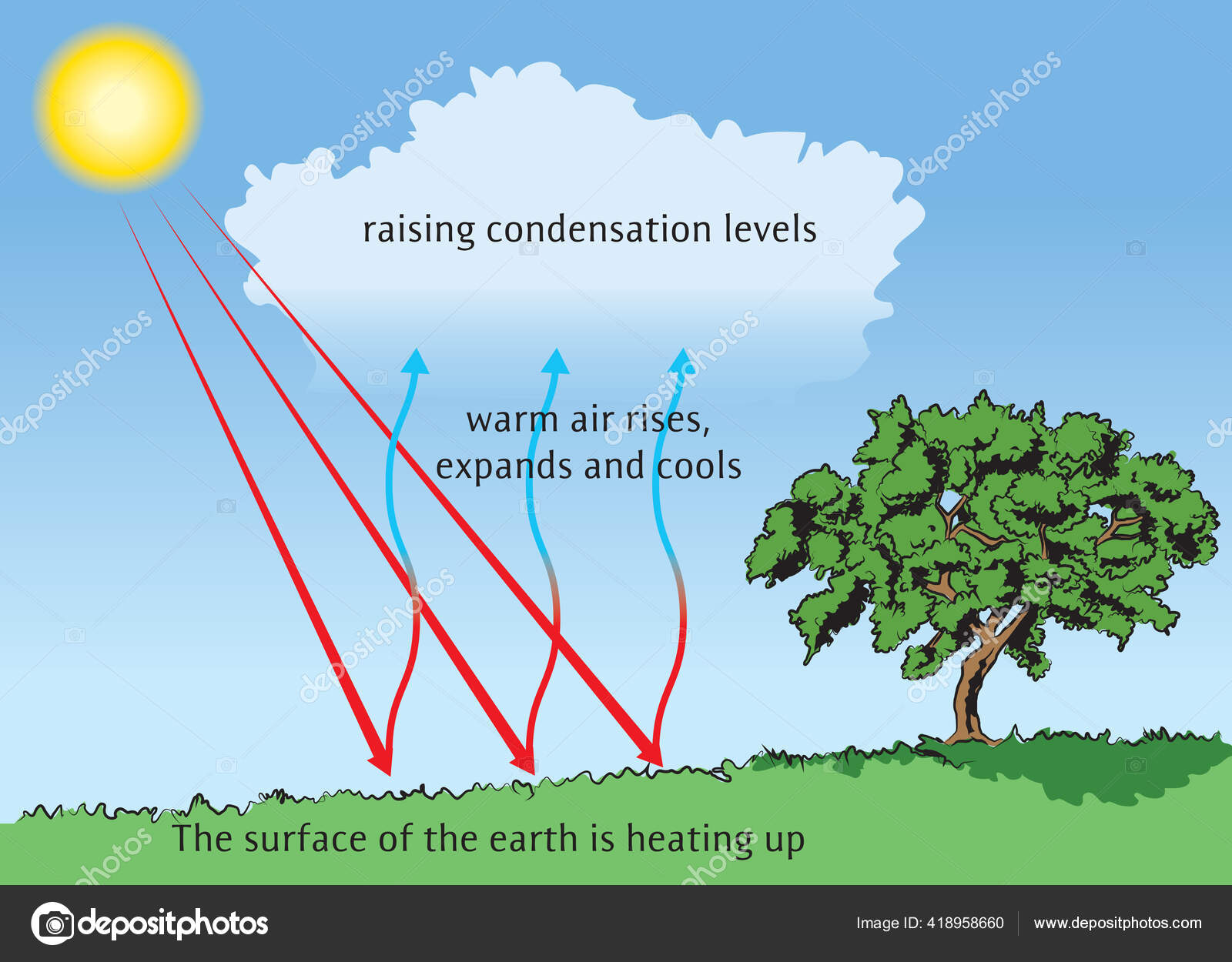 Vector Illustration Shows Cloud Formation Process Stock Vector by ...