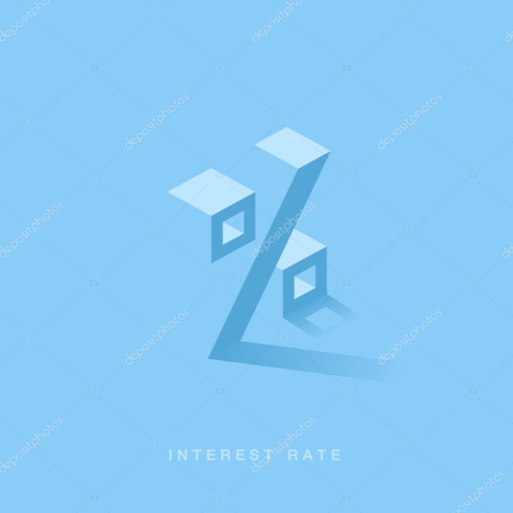 Signo de porcentaje isométrico. Concepto de tipos de interés ...
