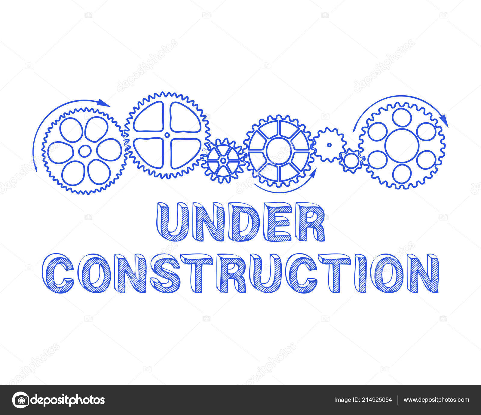 Construction Text Gear Wheels Hand Drawn Backgroun Stock Vector Image ...