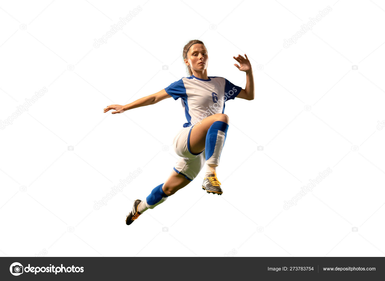 Isolated Female Soccer Player White Background Girl Playing Soccer ...
