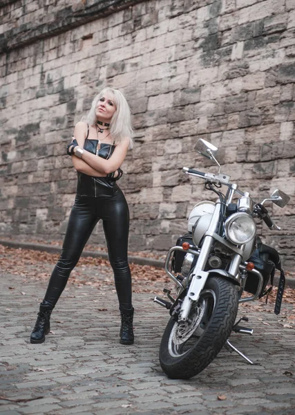 Sexy Motorcycle Biker Girl Wearing Leather — Stock Photo © nickvango ...