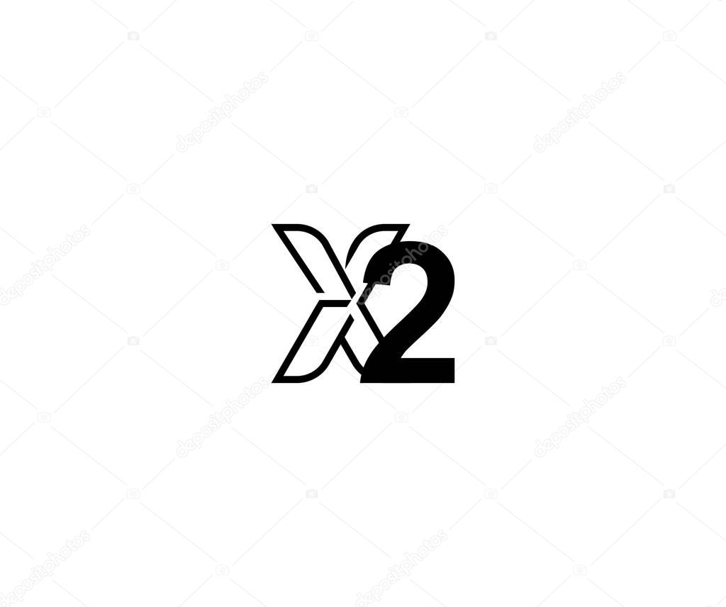 Logotipo del contorno lineal del monograma con símbolos vinculados X2 2023