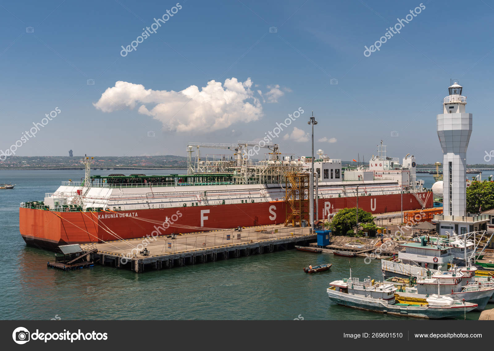 FSRU Karunia Dewata floating vessel in Benoa Harbor, Bali, Indon ...