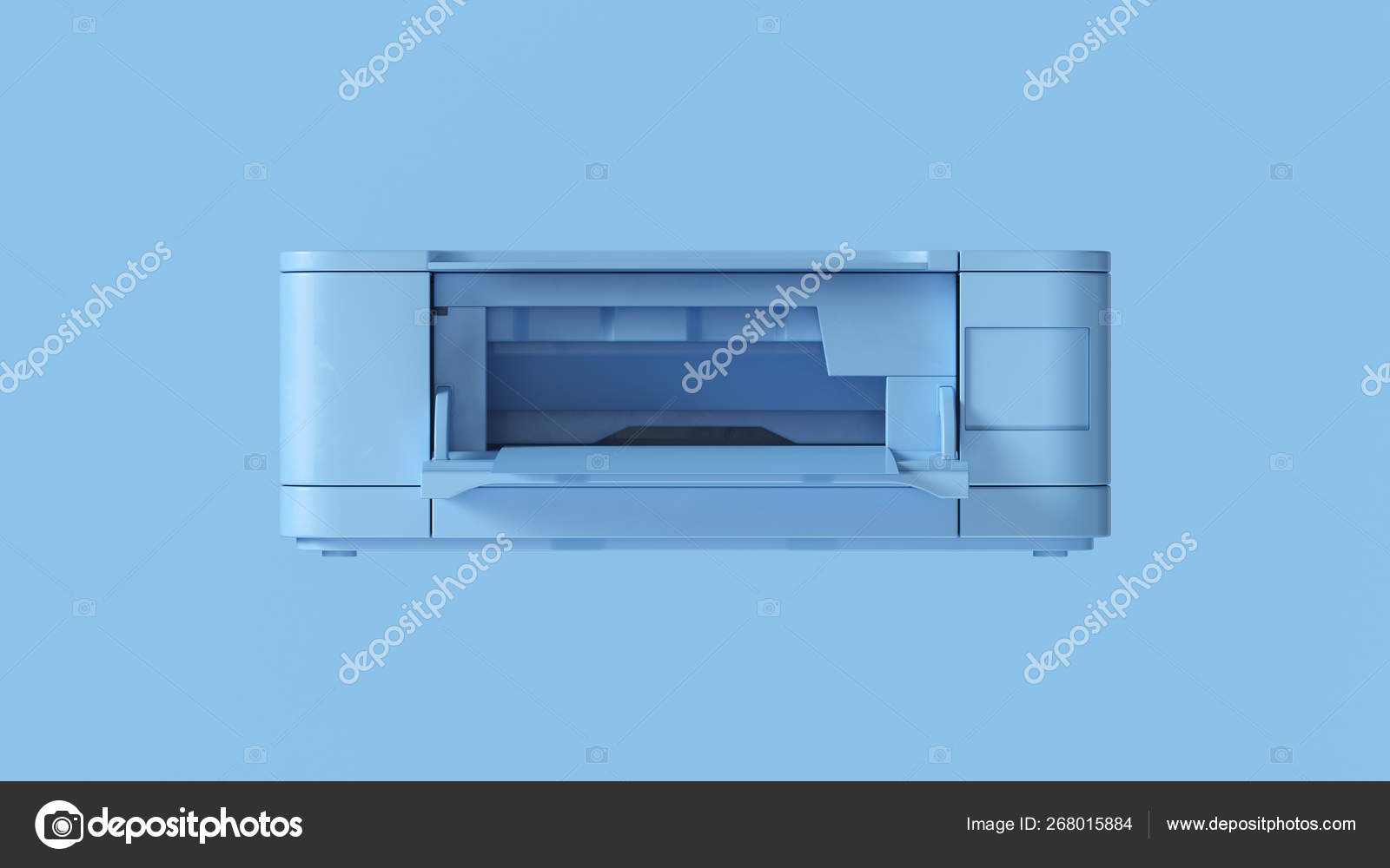 Blue Office Desktop Printer Illustration Render Stock Photo by ...