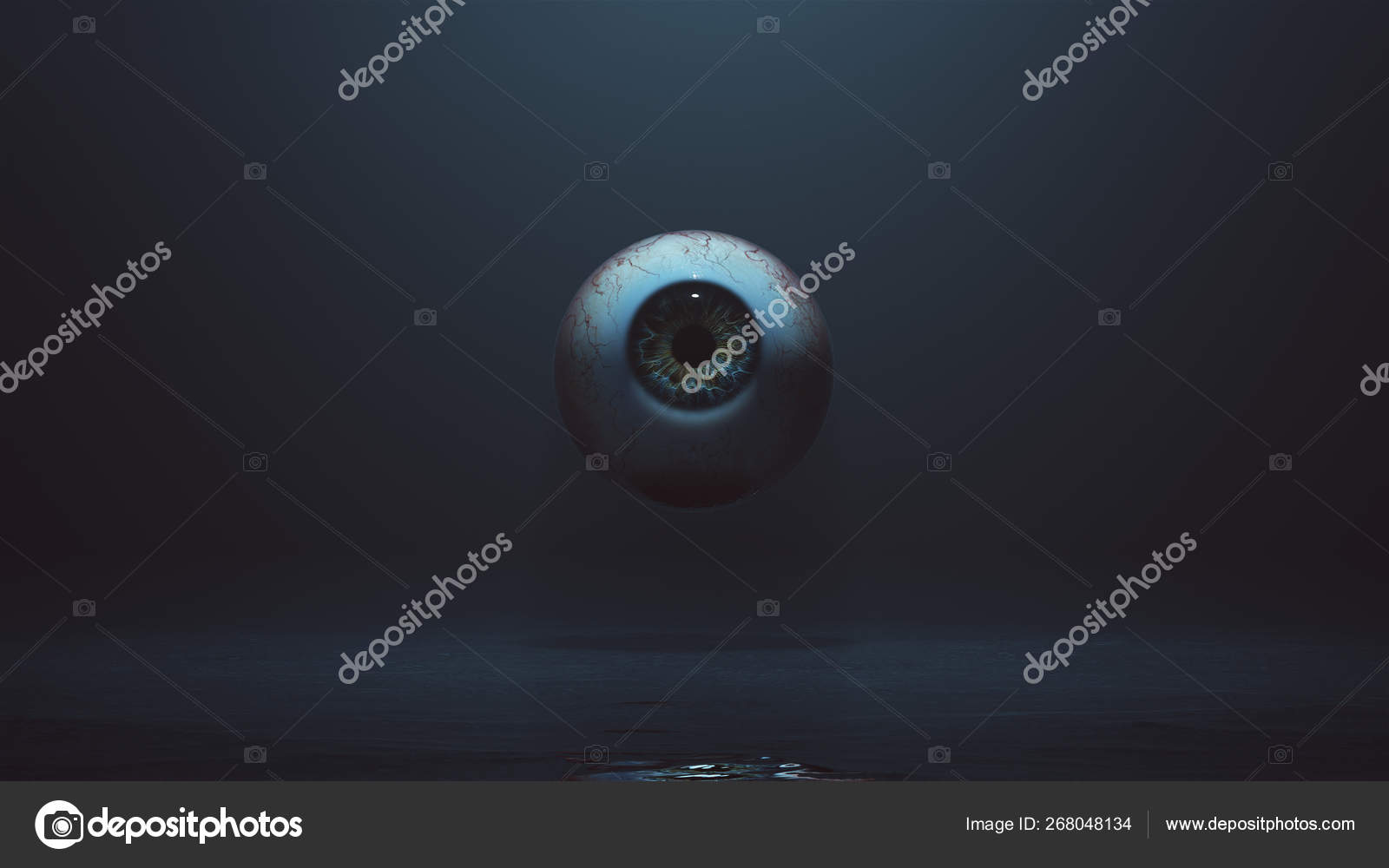 Human Eyeball Floating Watery Foggy Void Illustration Render Stock ...