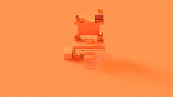 Orange Contemporary Home Office Setup with Shelf and Draws Notice Board ...