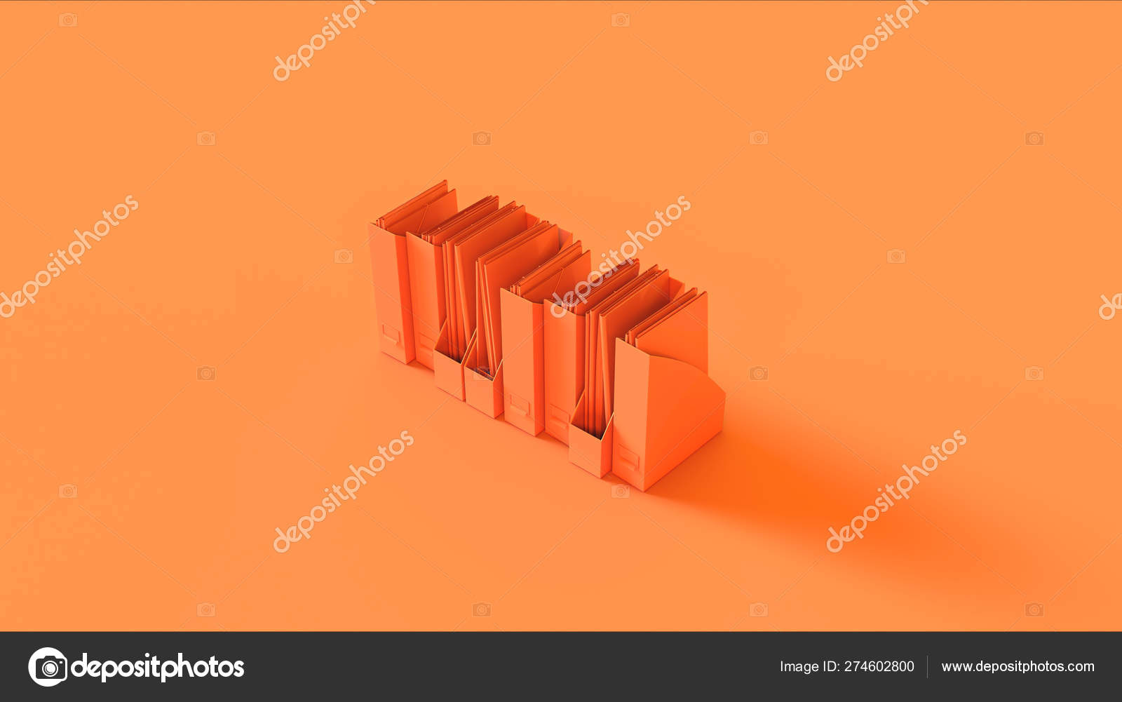 Orange Office Empty Vertical Box Files Illustration Render Stock Photo ...