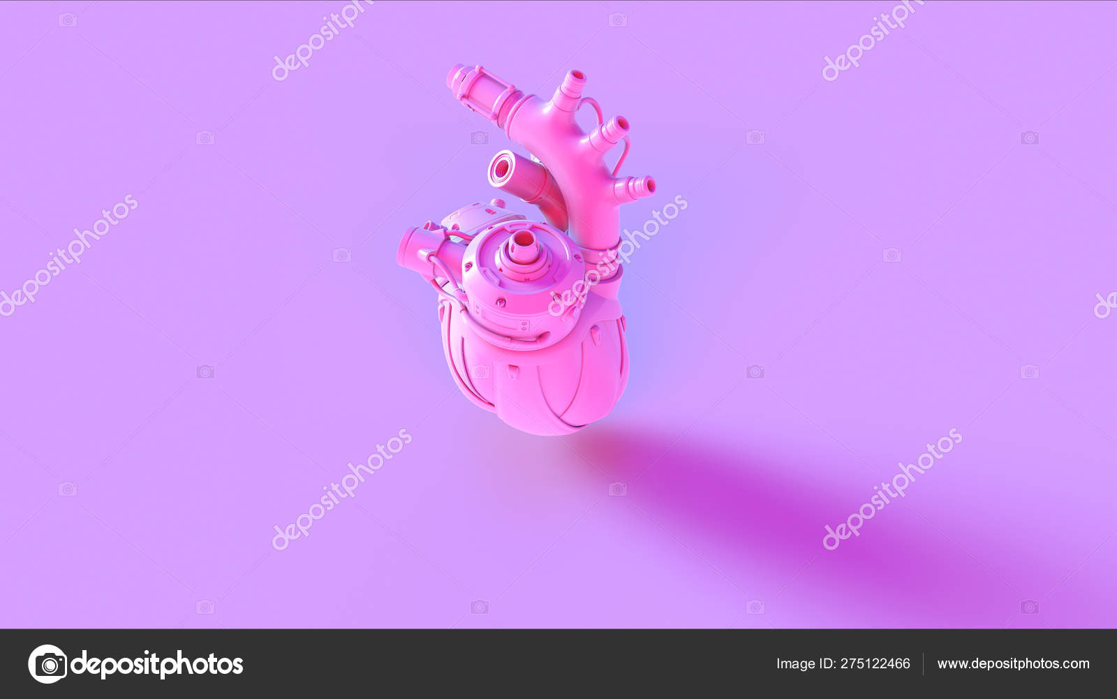 Pink Artificial Heart Cyborg Illustration Render Stock Photo by ...