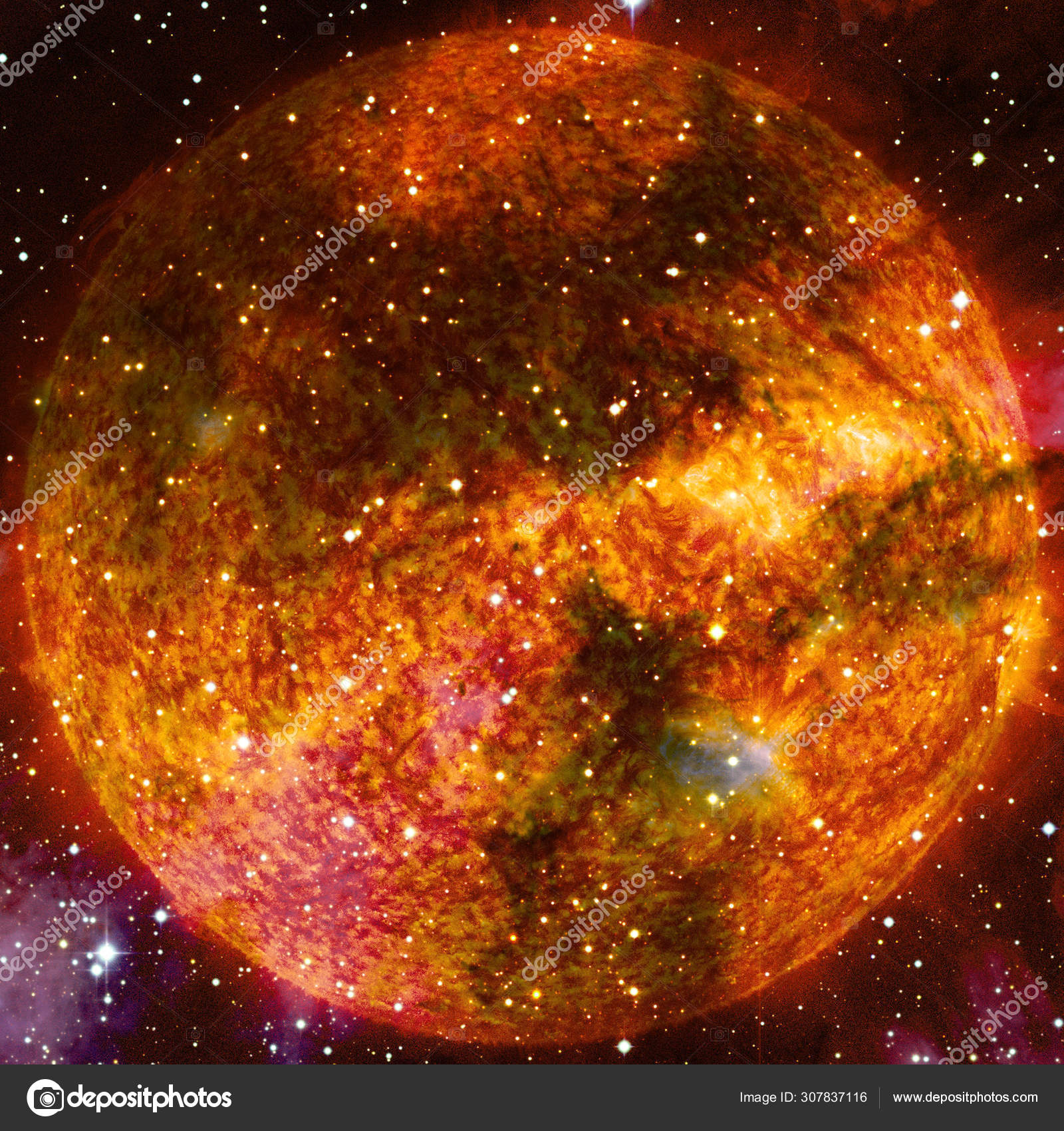 Extremely hot star. Flaring of Sun. Elements of this image furnished by ...