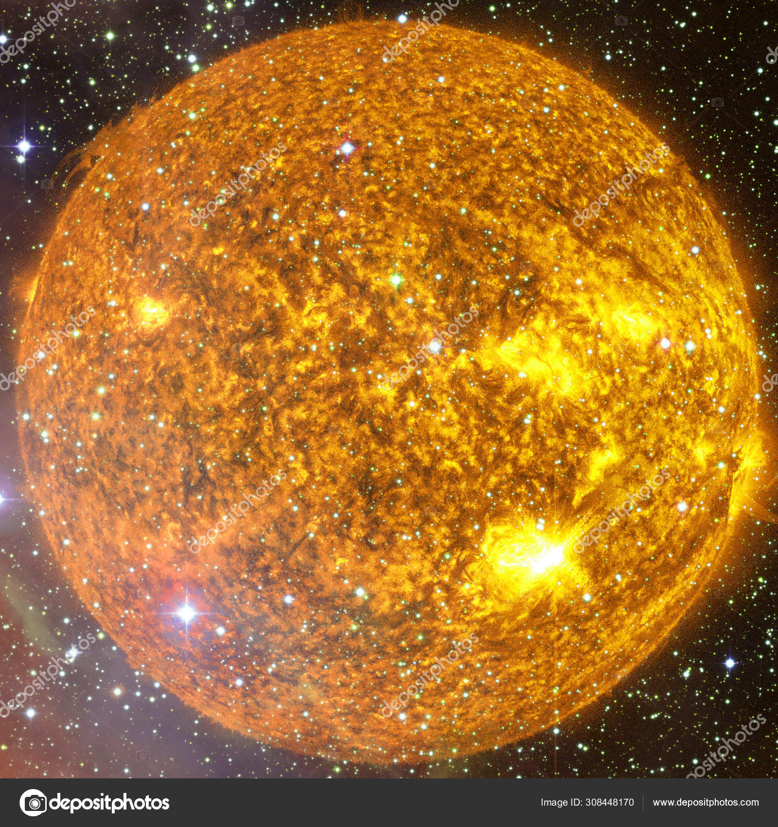 Extremely hot star. Flaring of Sun. Elements of this image furnished by ...