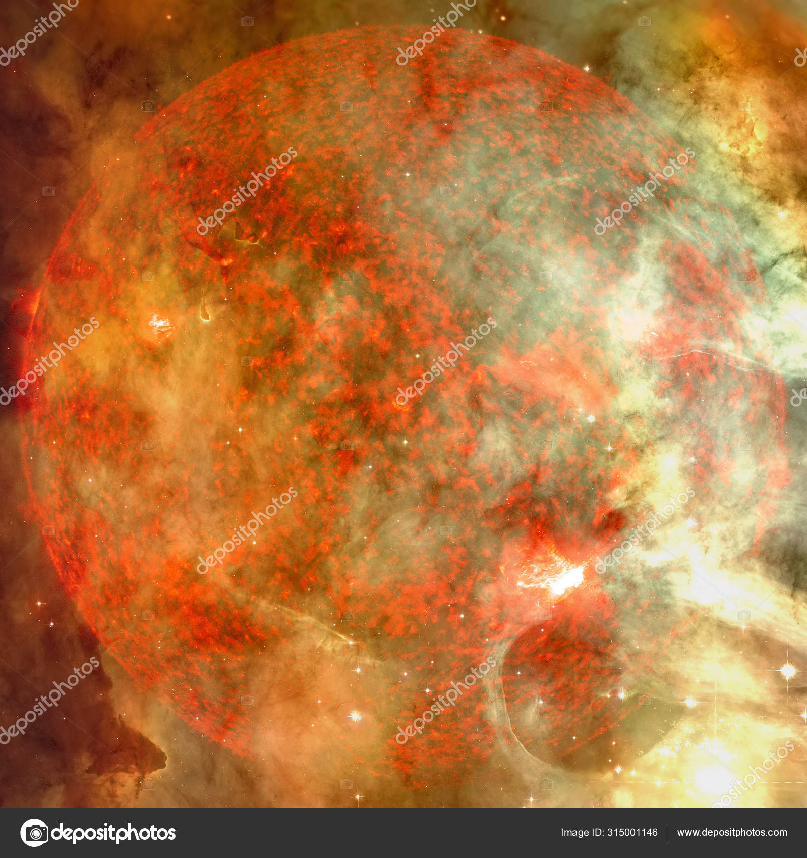 Extremely hot star. Liquid plasma. Elements of this image furnished by ...