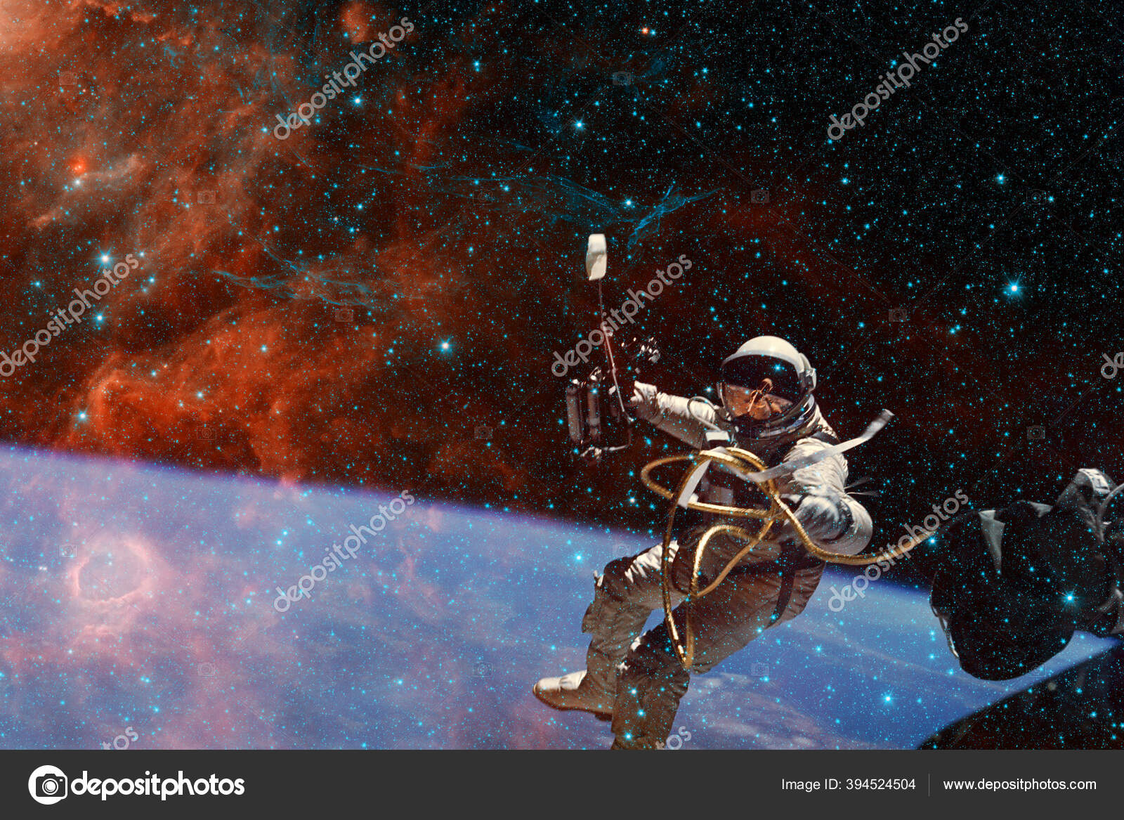 Astronaut Nebula Cluster Stars Deep Space Science Fiction Art Elements — Stock Photo © Outer ...