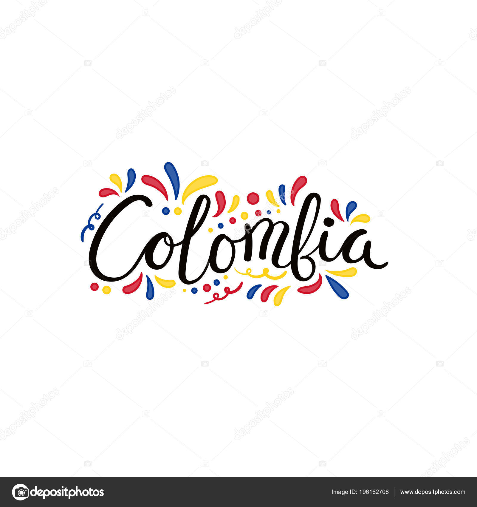 Hand Written Calligraphic Lettering Quote Colombia Decorative Elements ...