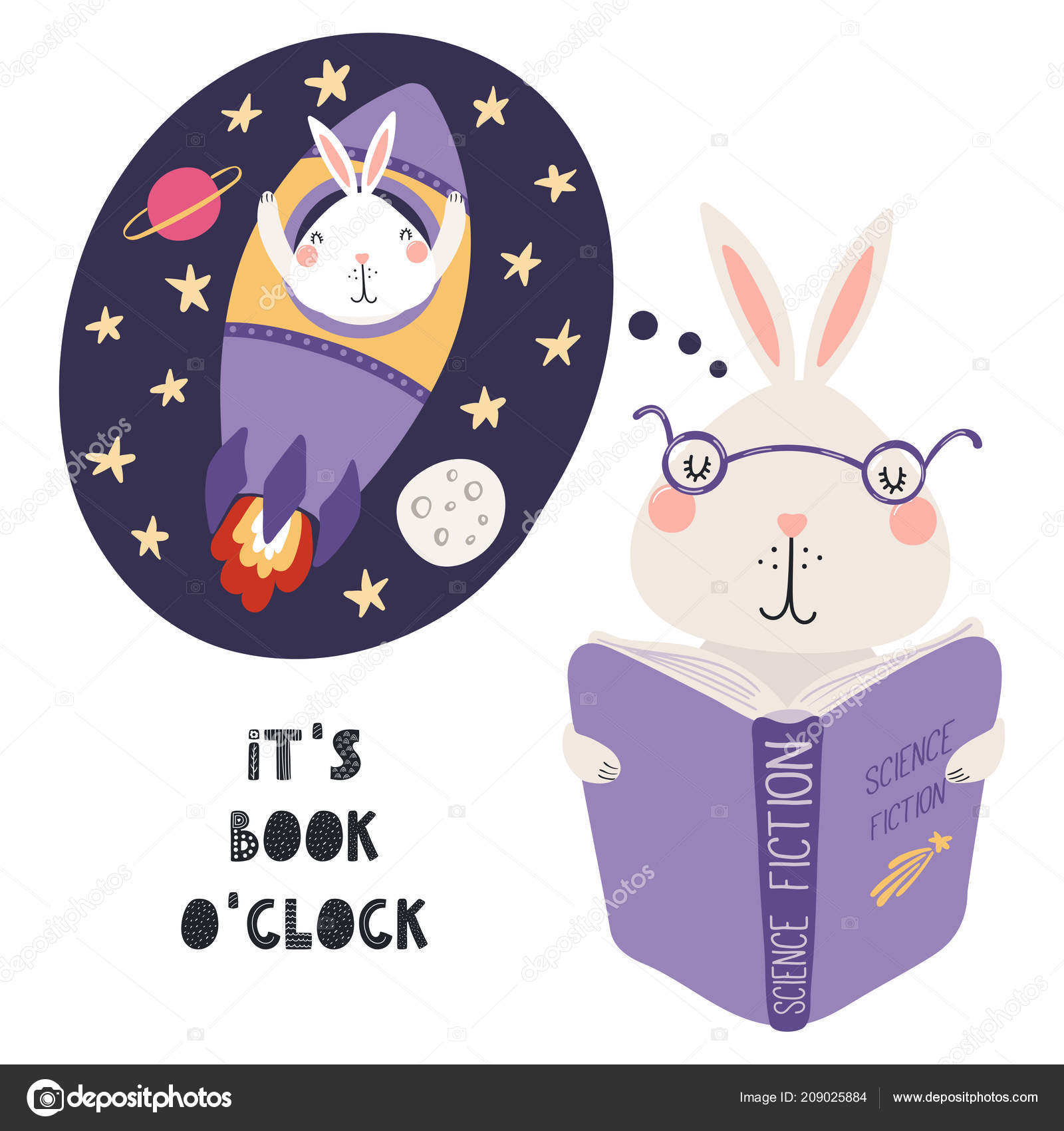 Bunny Reading A Book Clipart