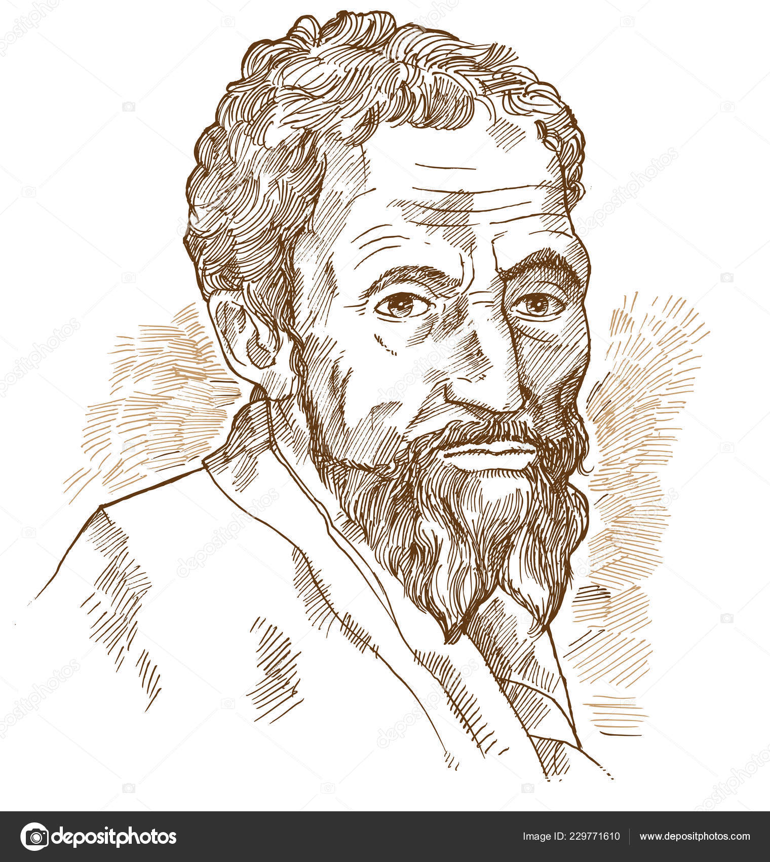 Hand Drawn Vector Portrait Michelangelo Stock Vector Image by ©Doom.ko ...