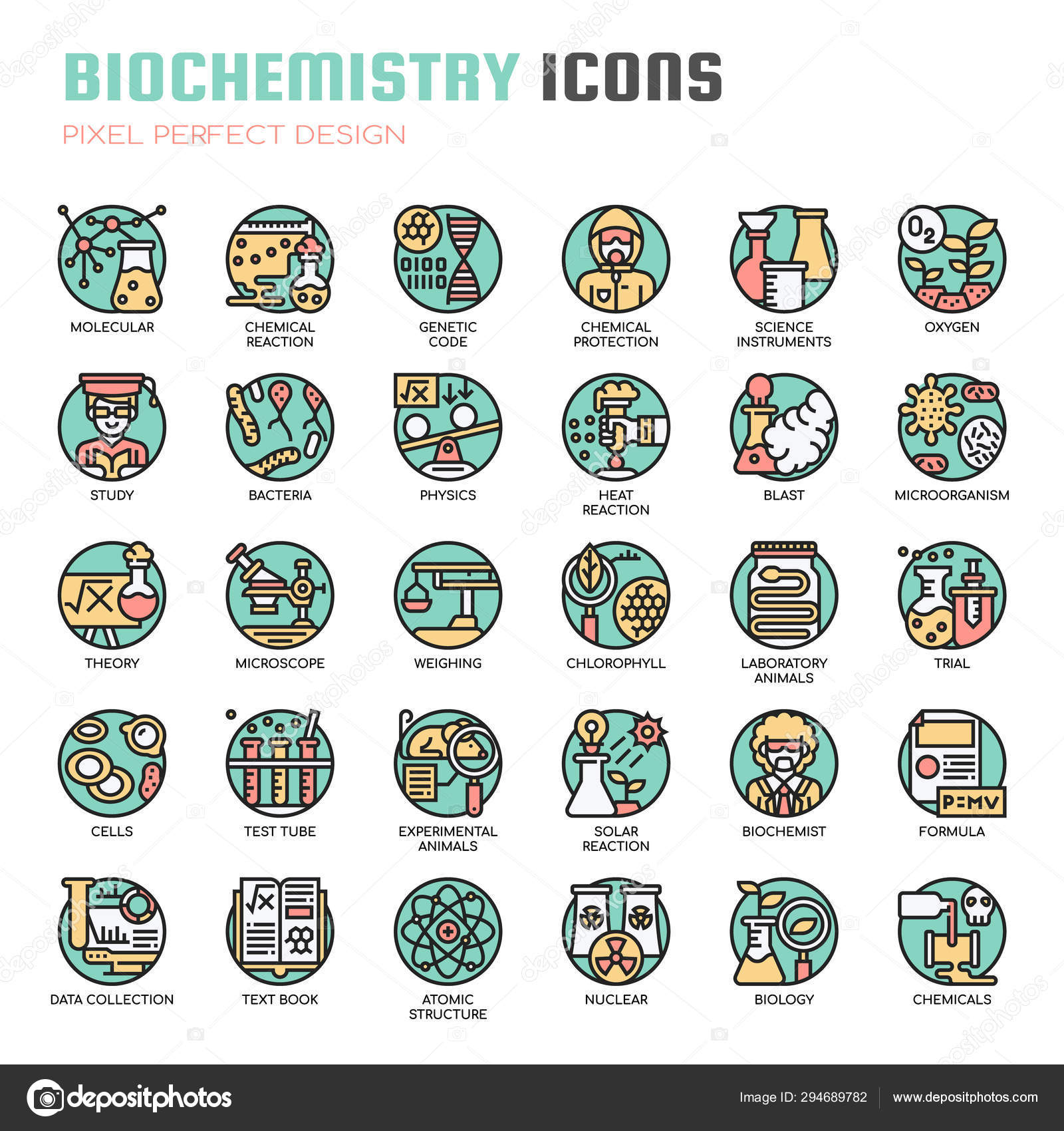 Biochemistry , Thin Line and Pixel Perfect Icons Stock Vector Image by ...