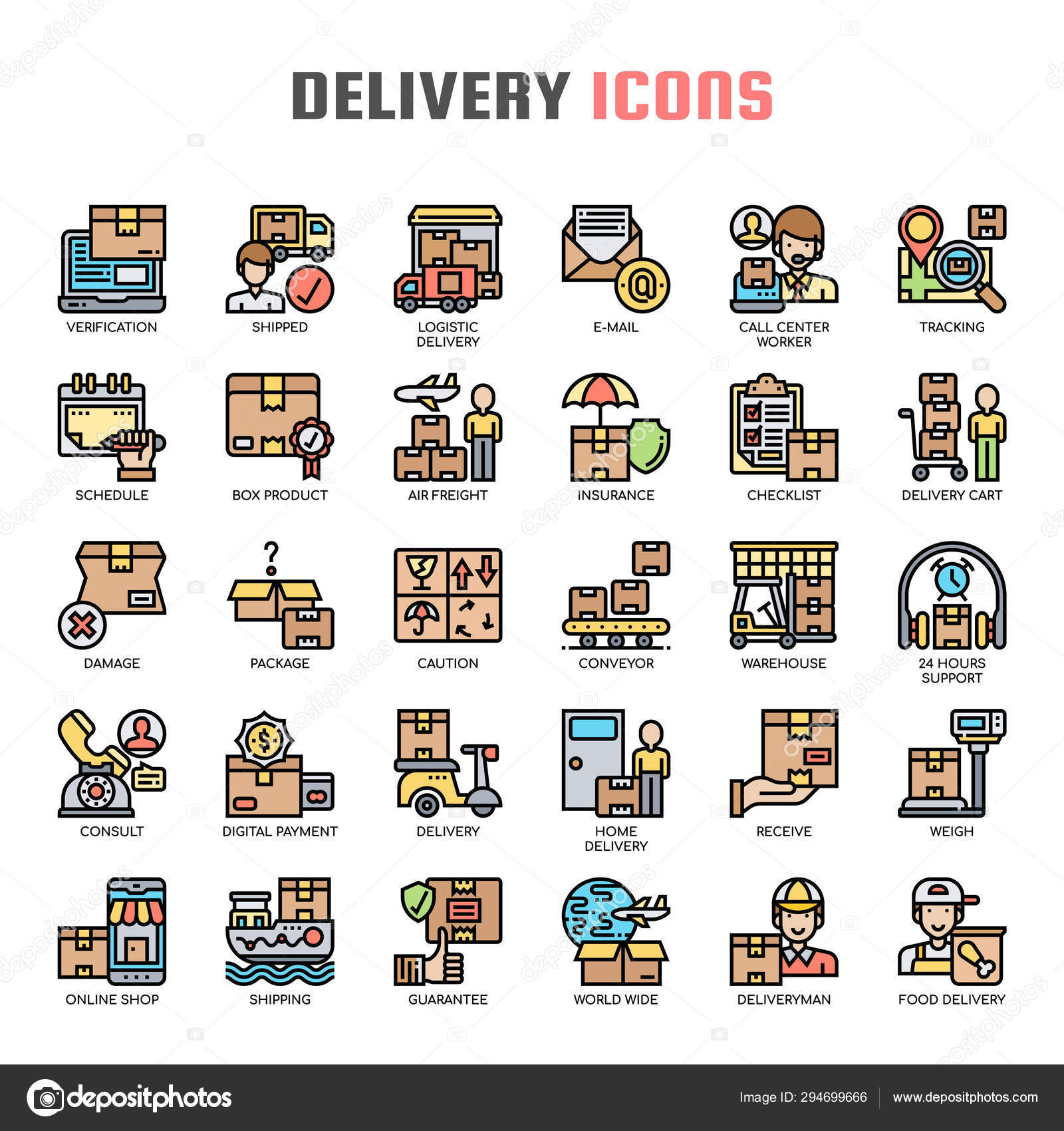 Delivery Elements , Thin Line and Pixel Perfect Icons — Stock Vector ...