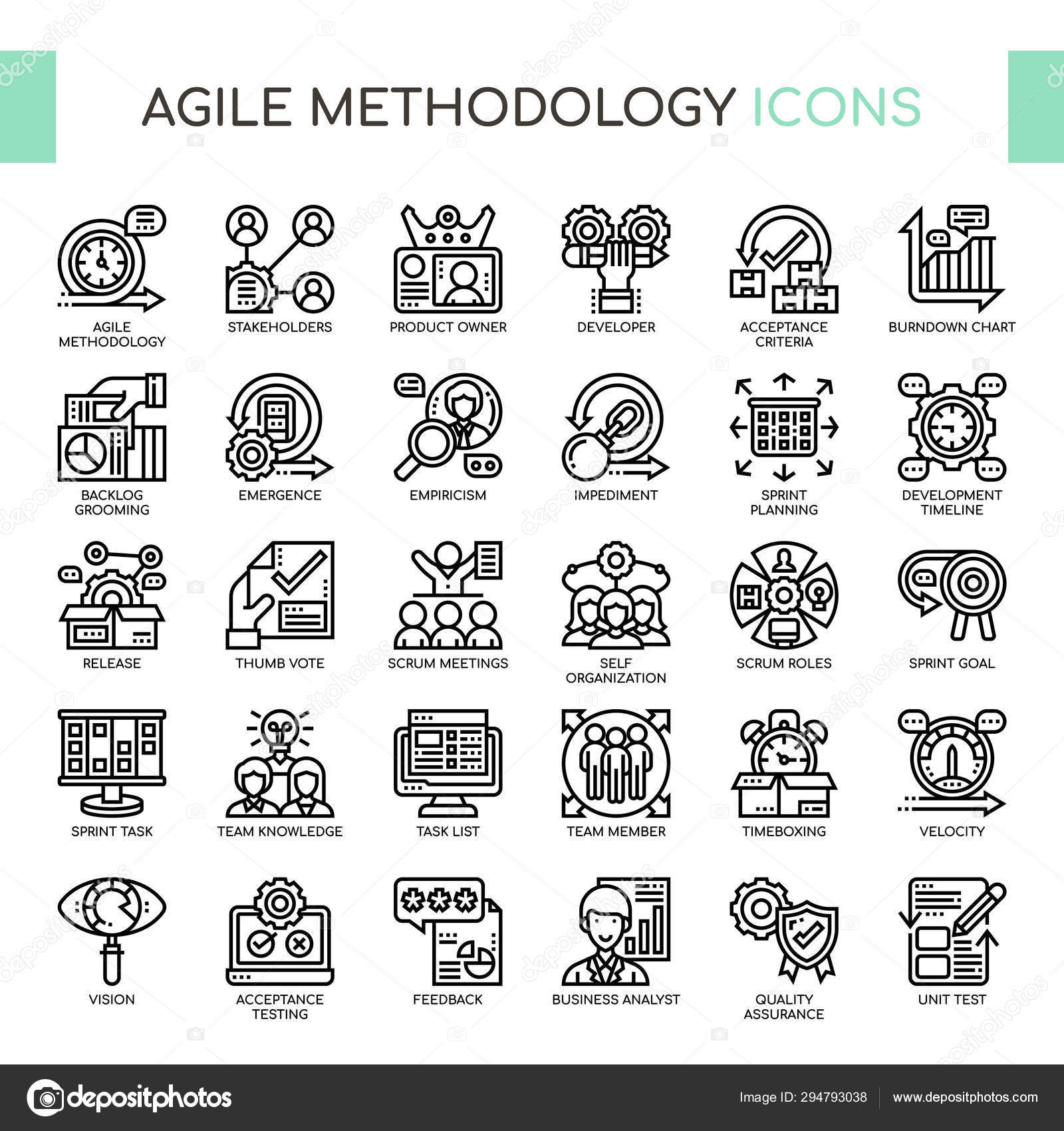 Agile Methodology , Thin Line and Pixel Perfect Icons Stock Vector by ...
