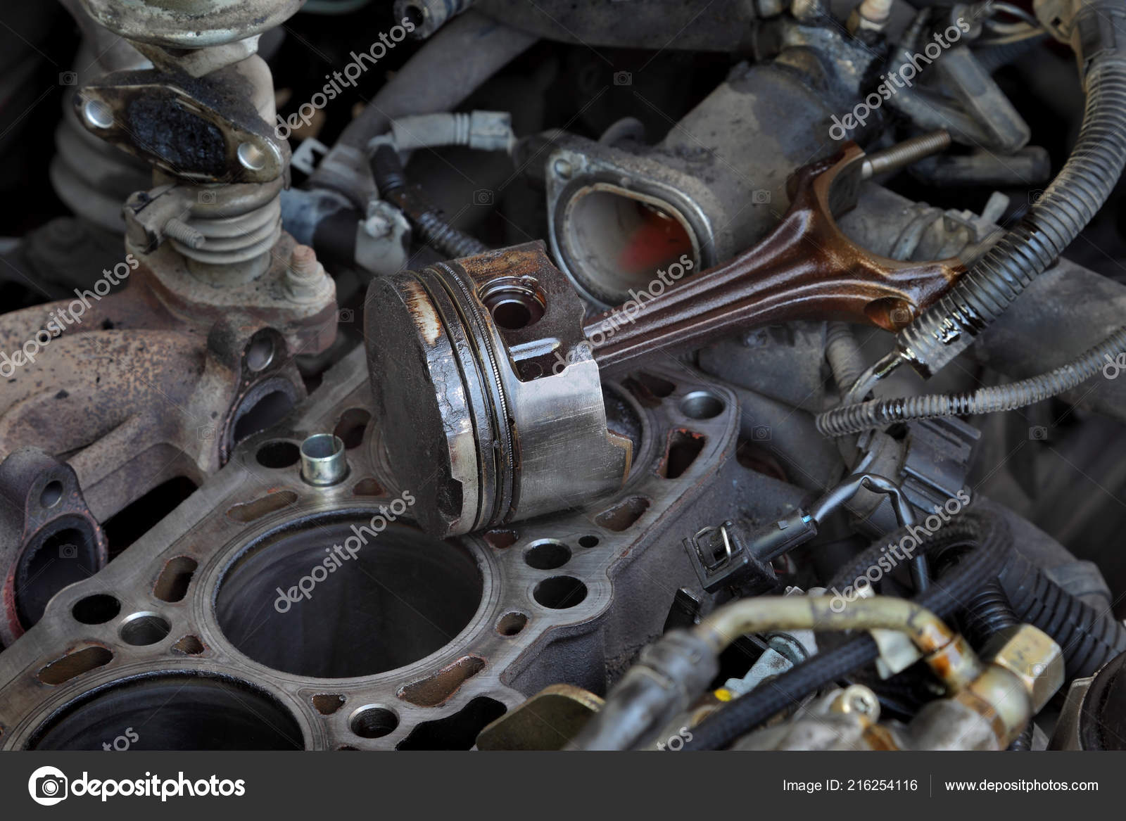 Car Servicing Old Piston Engine Block Disassembly — Stock Photo ...