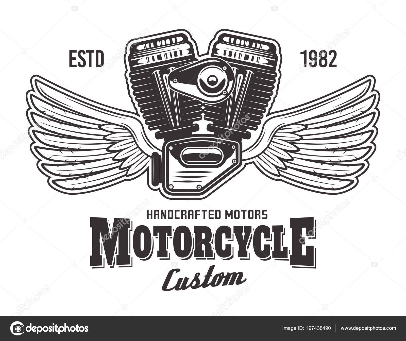 Motorcycle engine with wings and sample text Stock Vector Image by ...