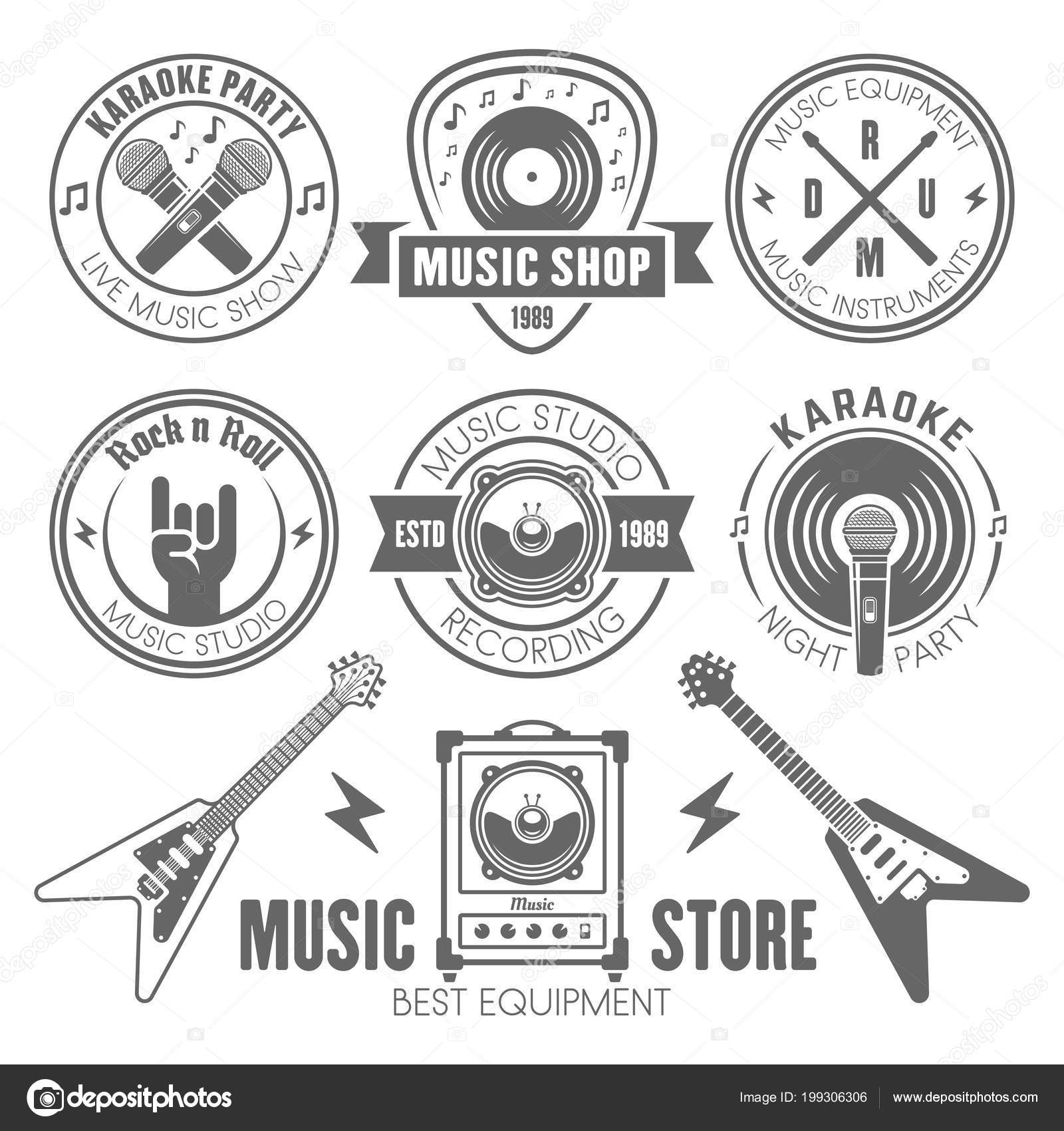Music shop, recording studio, karaoke club labels Stock Vector Image by ...