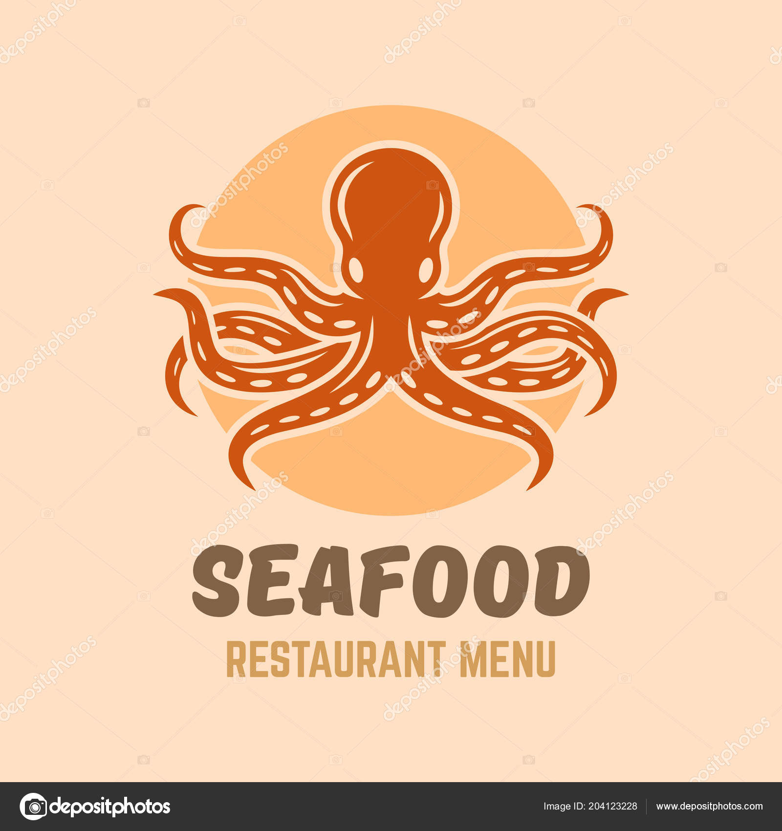 Octopus seafood restaurant menu isolated logo Stock Vector by ©Flat ...