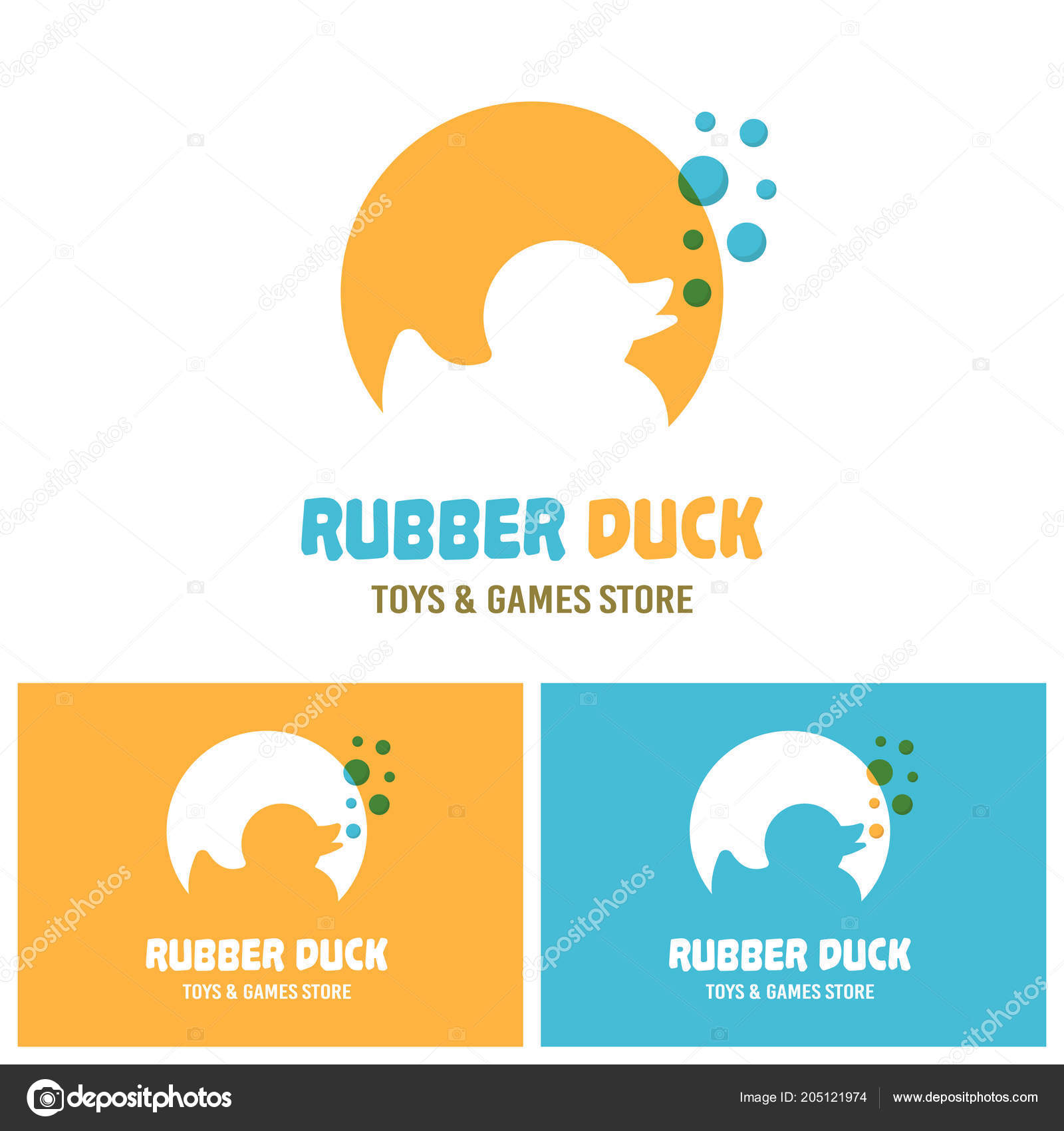 Siluet mainan bebek karet dengan logo gelembung biru Vektor Stok oleh ...